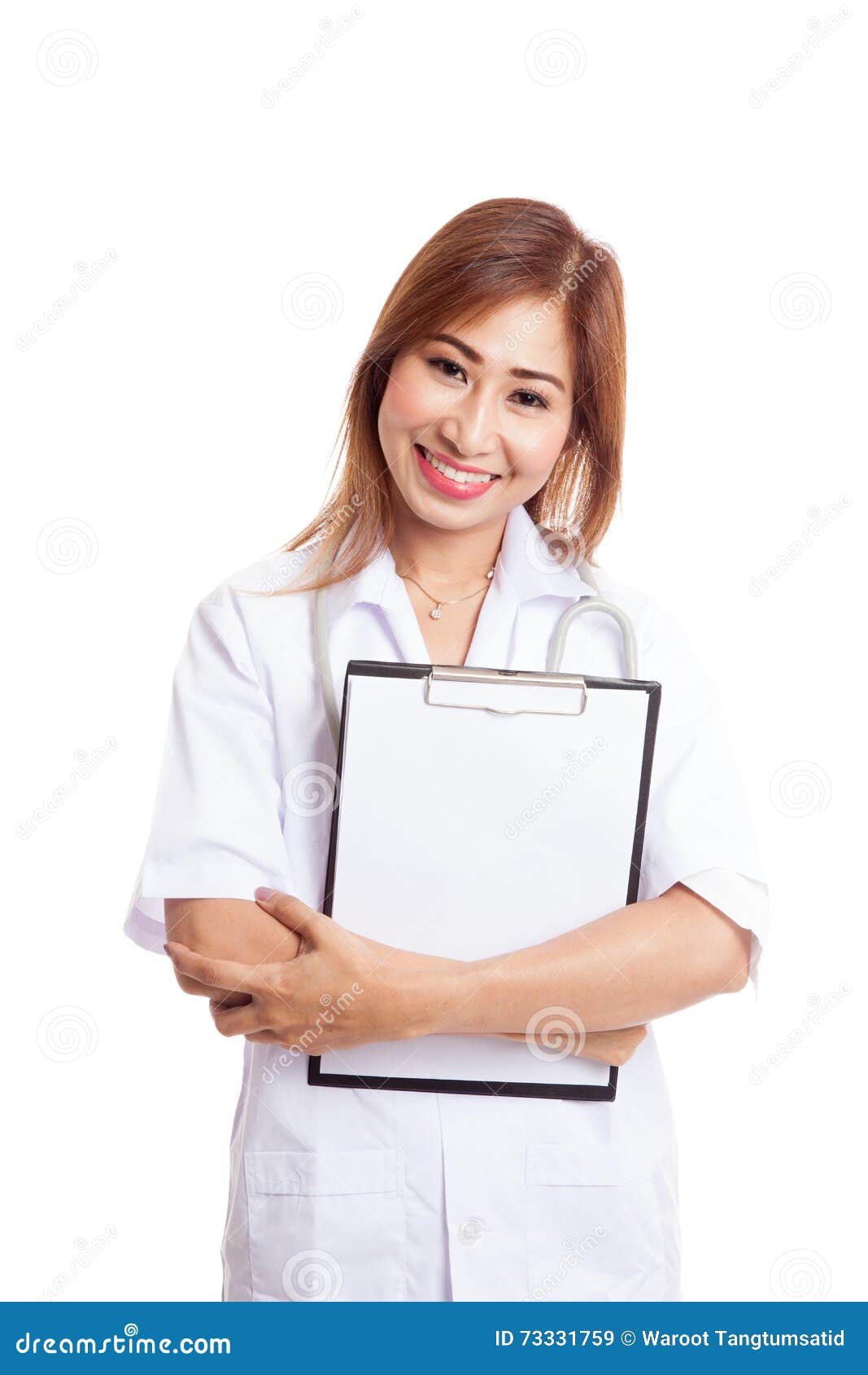 Asian Young Female Doctor Hold A Clipboard Stock Image Image Of Coat