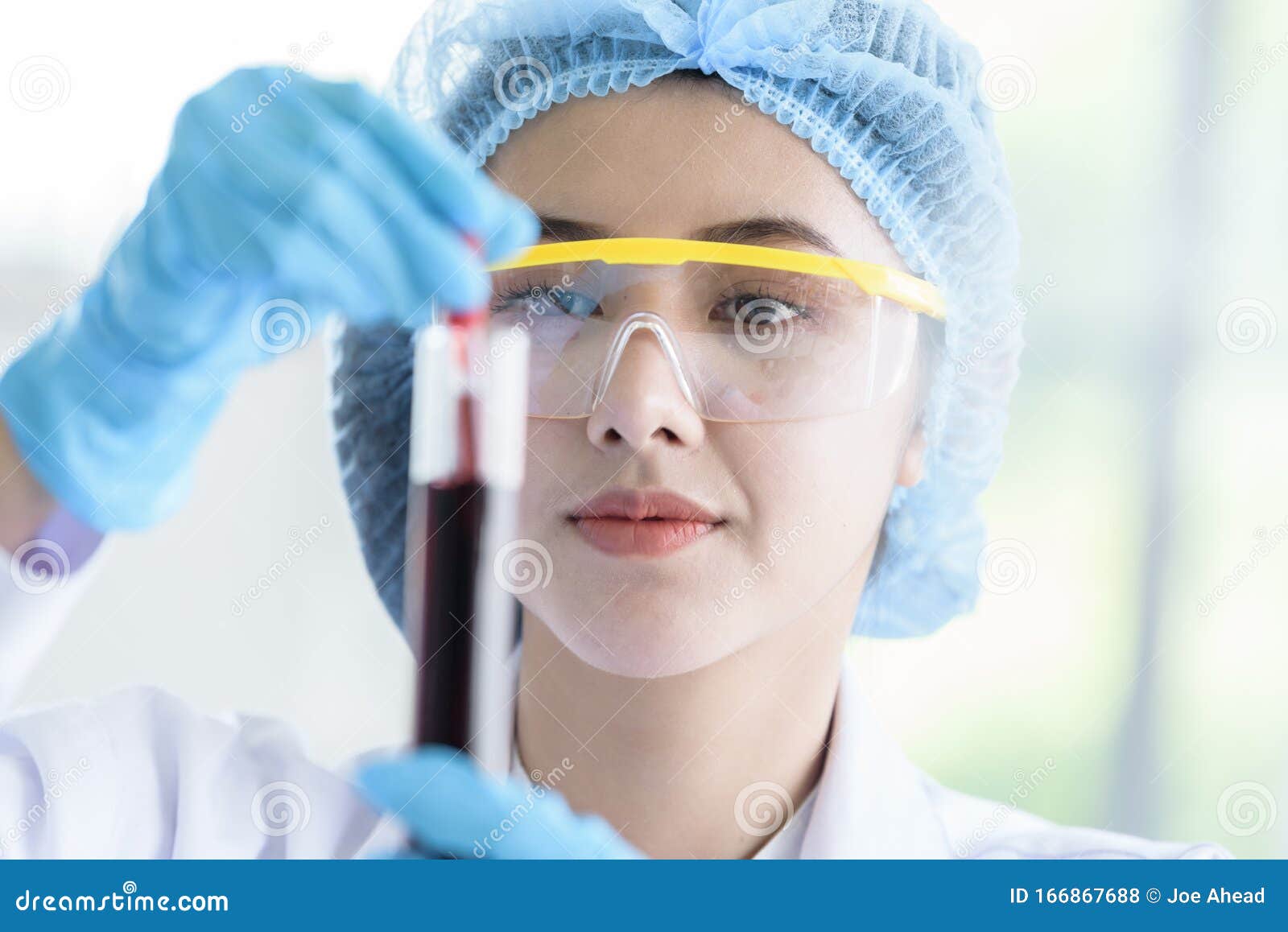 Asian Young Girl Student Scientist Researching and Learning in a ...