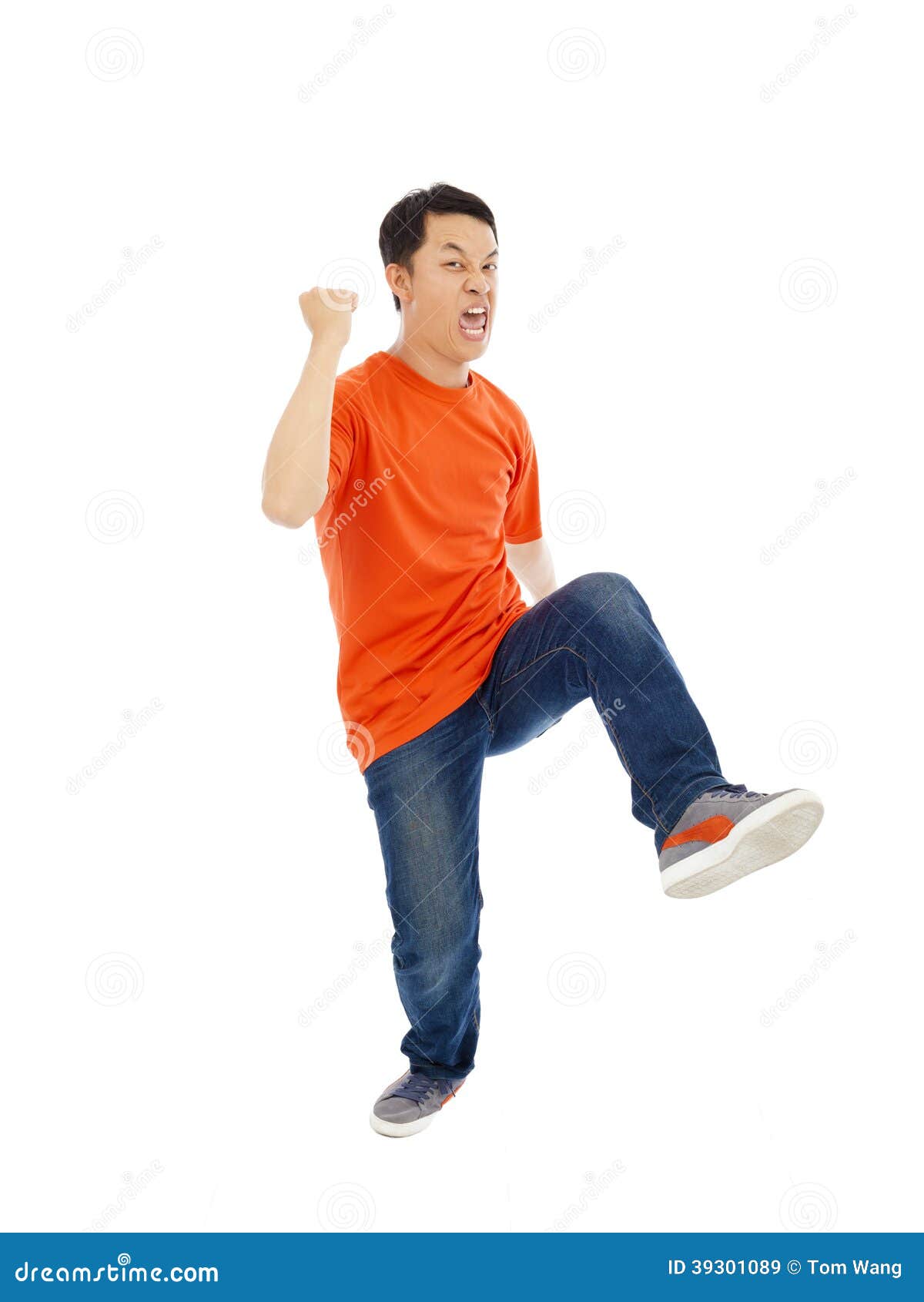 Asian Young Man is Dancing Happily Stock Image - Image of expressive ...