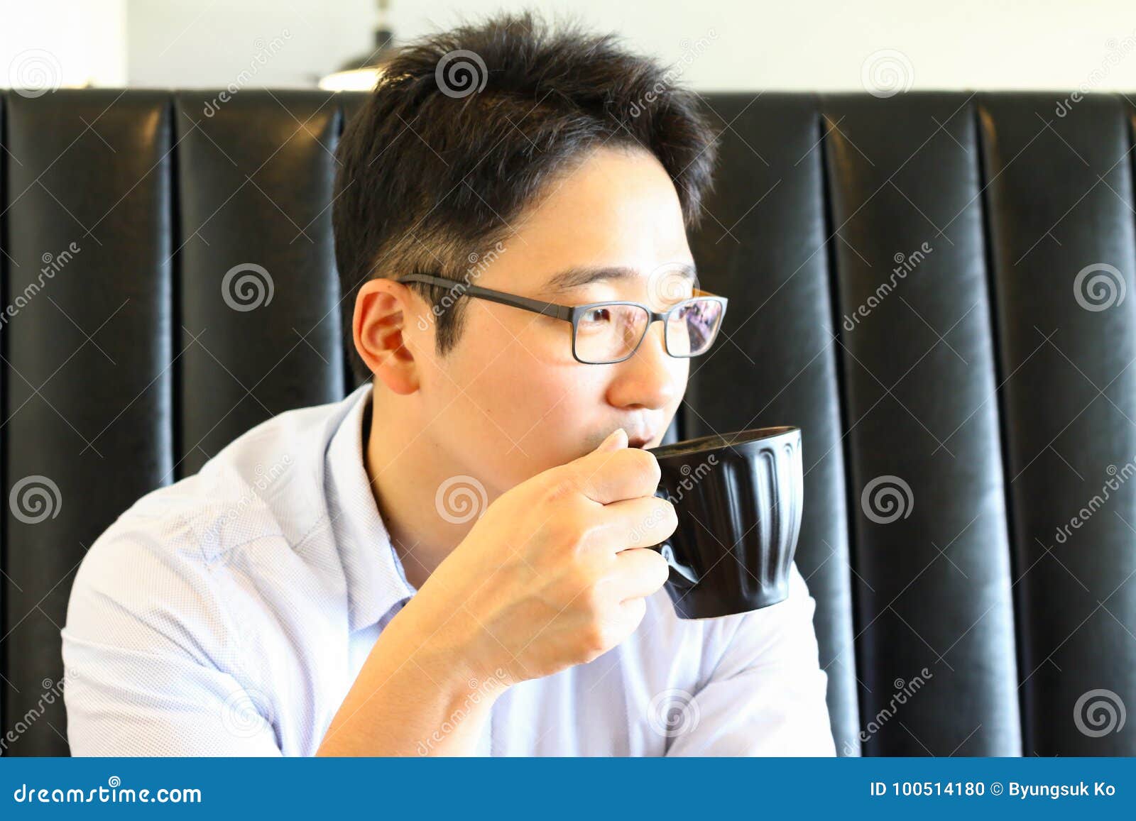 Asian Young Man Drinking Coffee Stock Photo - Image of natural ...