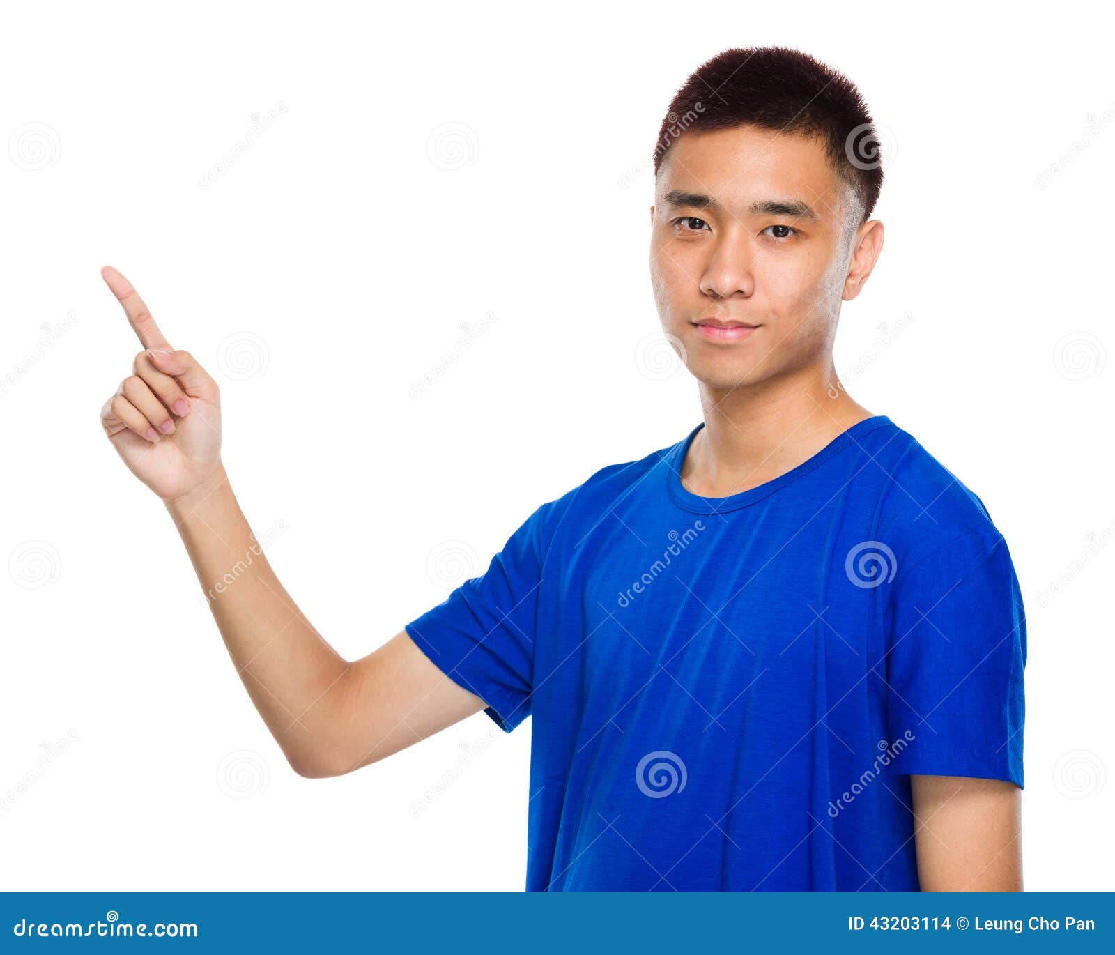 Asian Young Man with Finger Point Out Stock Photo - Image of sell ...