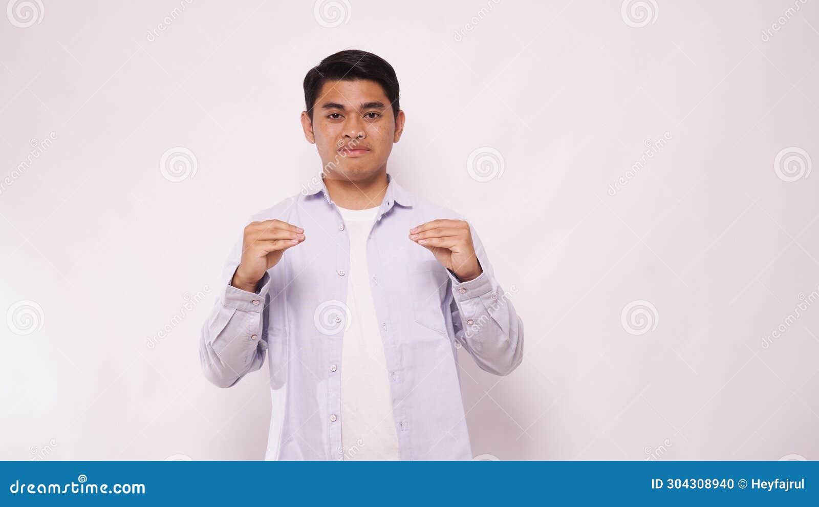 Asian Young Man Make an ASL American Sign Language Using His Hand Stock ...