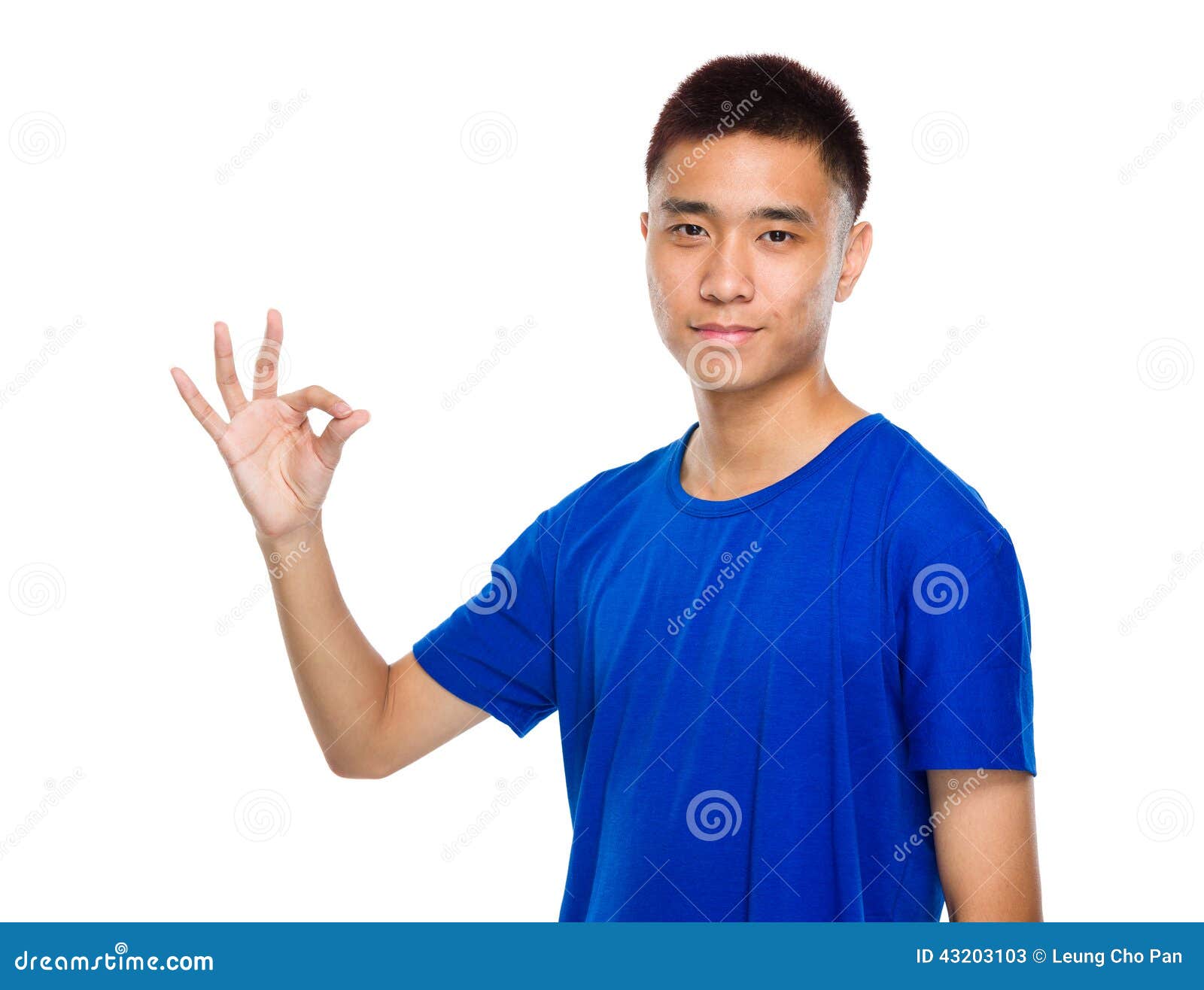 Asian Young Man with Ok Sign Stock Image - Image of tank, korean: 43203103