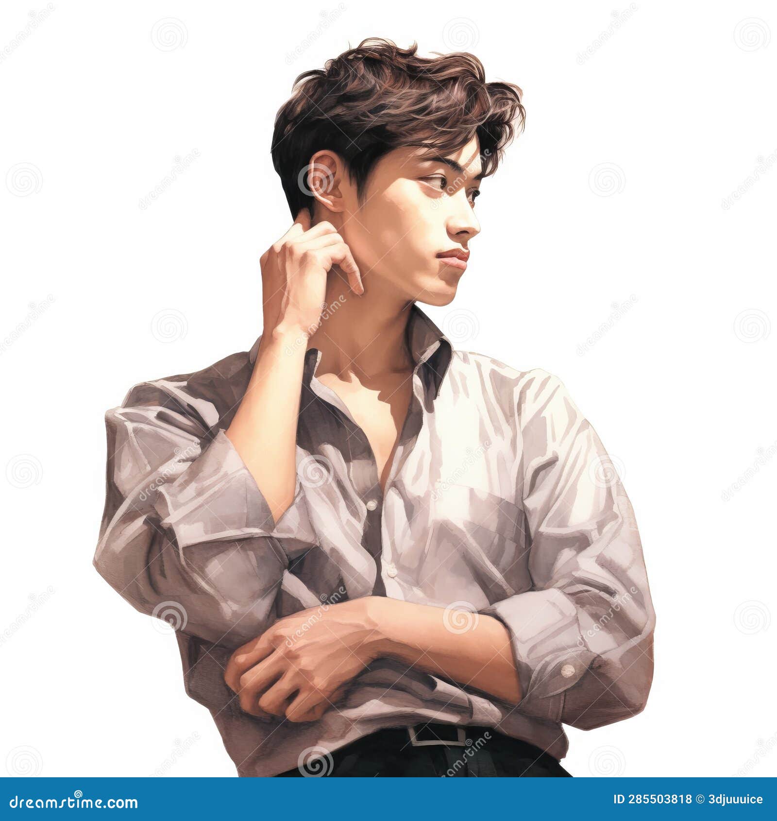 Asian Young Man in Thinking and Doubts Illustration. Stock Illustration ...