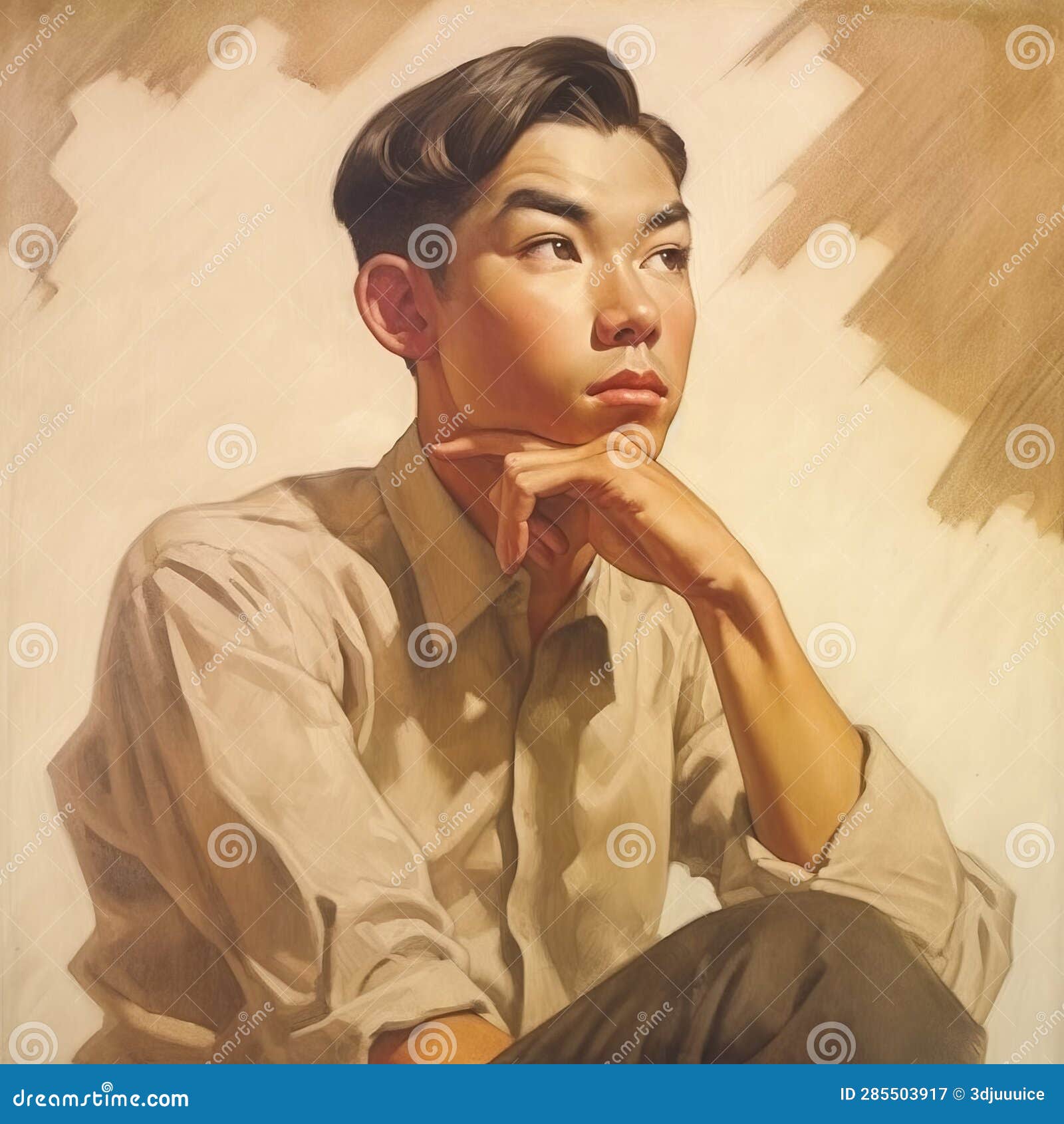 Asian Young Man in Thinking and Doubts Illustration. Stock Illustration ...