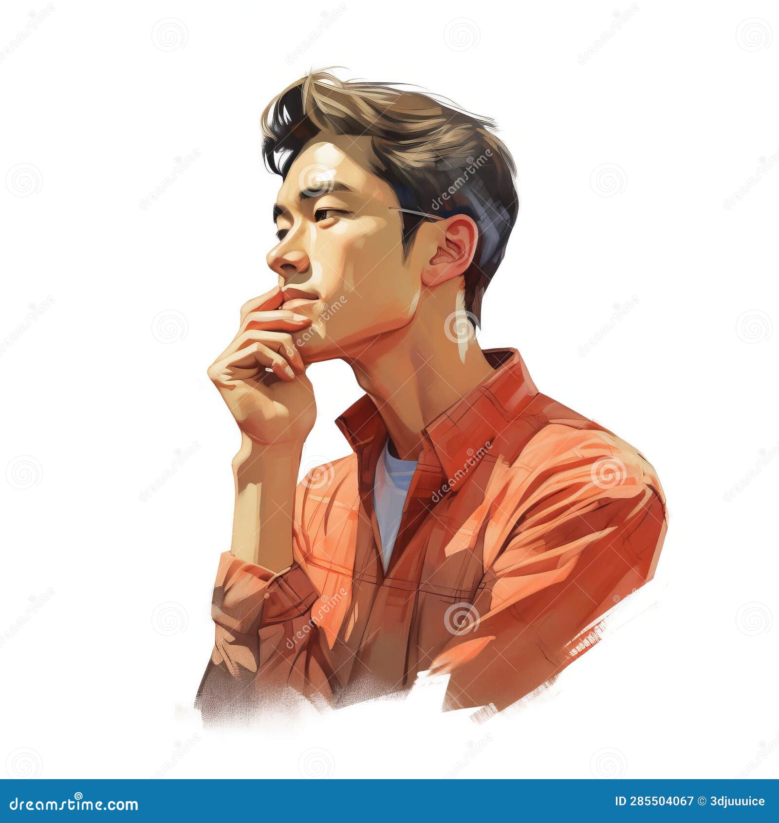 Asian Young Man in Thinking and Doubts Illustration. Stock Illustration ...