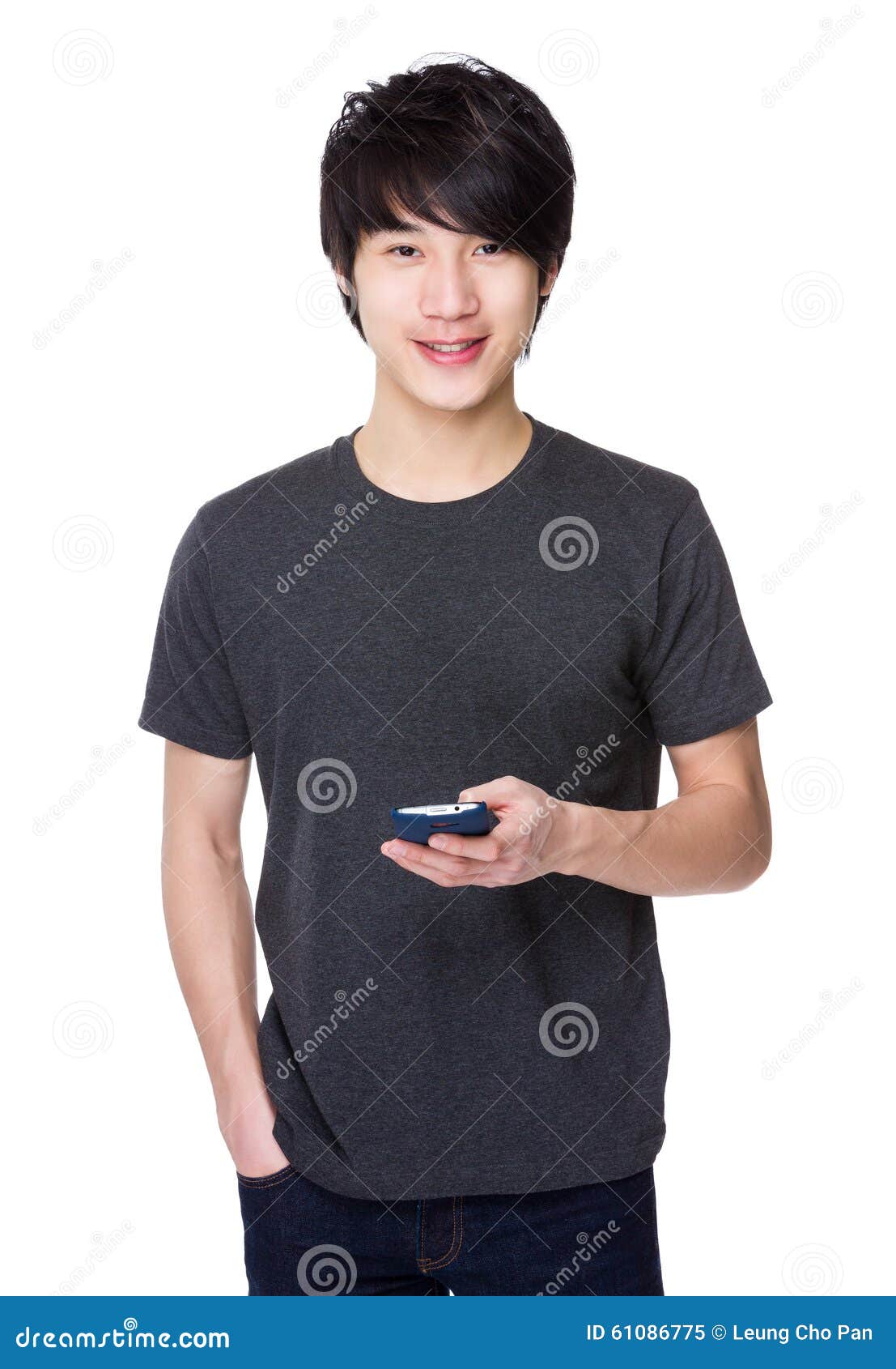 Asian Young Man Use of the Mobile Phone Stock Image - Image of person ...