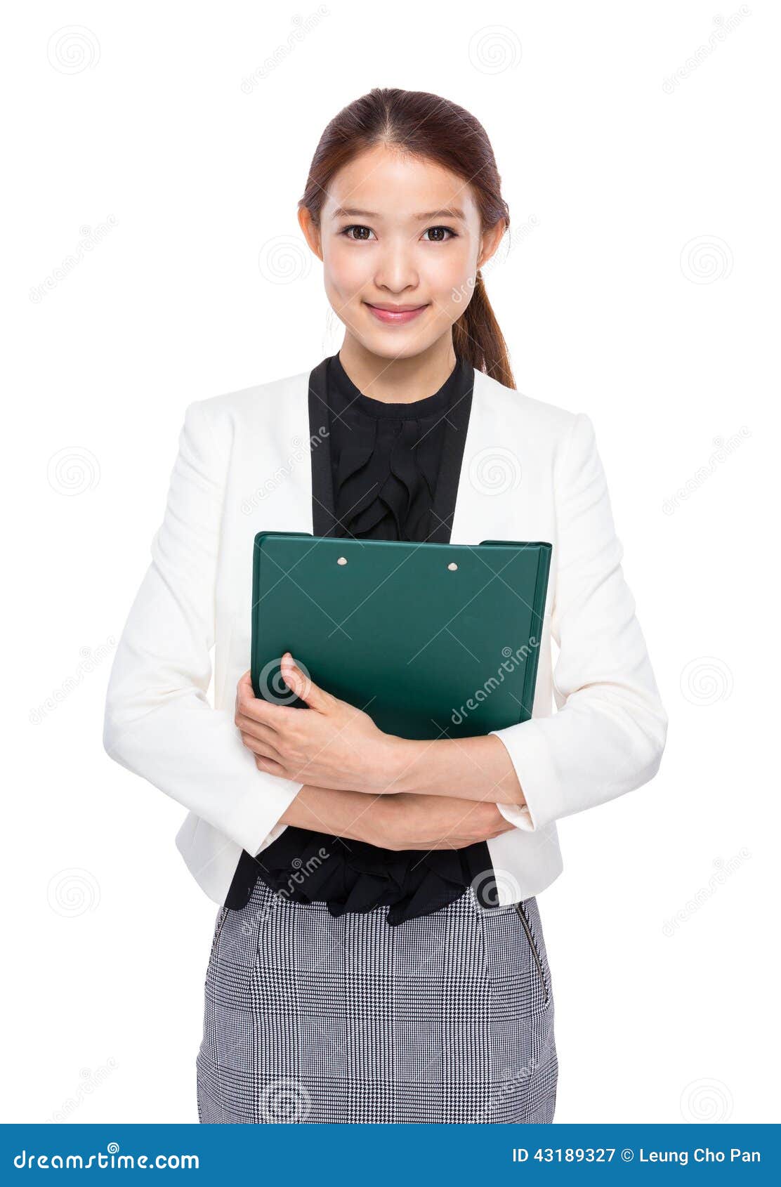 Asian Young Secretary with Clipboard Stock Image - Image of manager ...