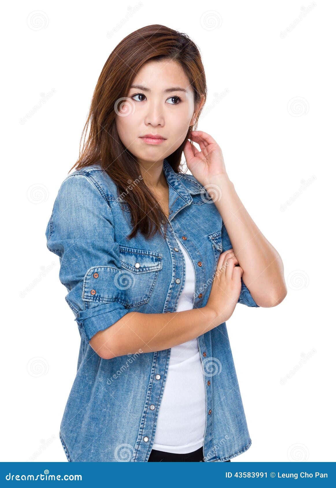 Asian Young Woman Thinking Idea Stock Image - Image of idea, hair: 43583991