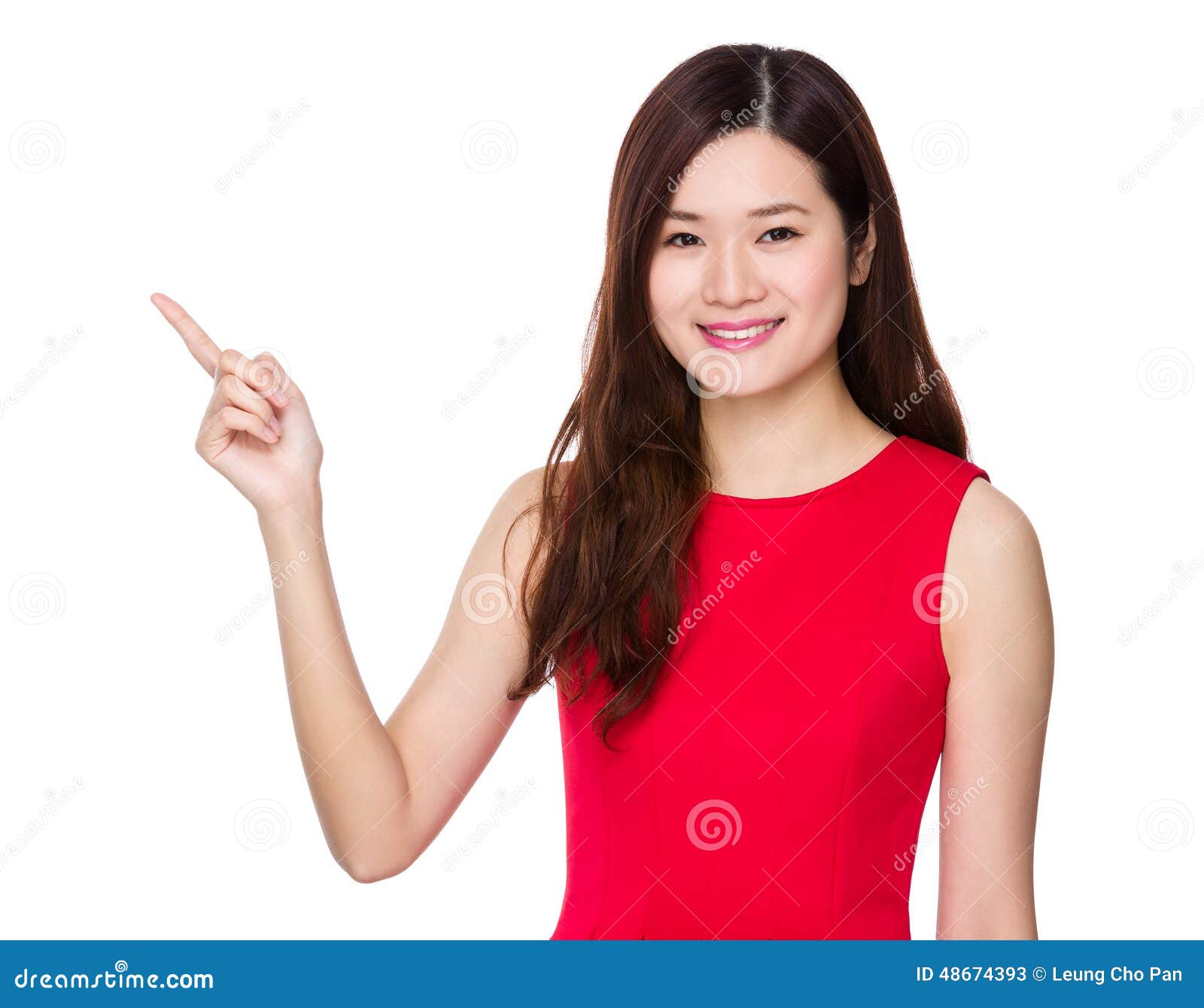 Asiatin Mit Dem Finger Zeigen Sich Stockbild - Bild von asien, porträt ...