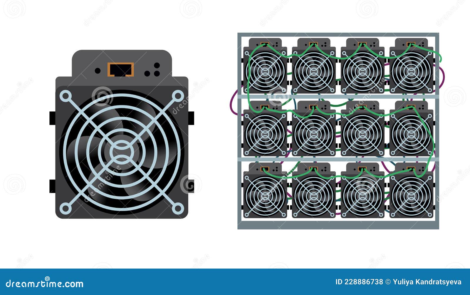 ASIC Bitcoin Miner and ASIC Mining Farm. Bitcoin Mining. Cryptocurrency ...