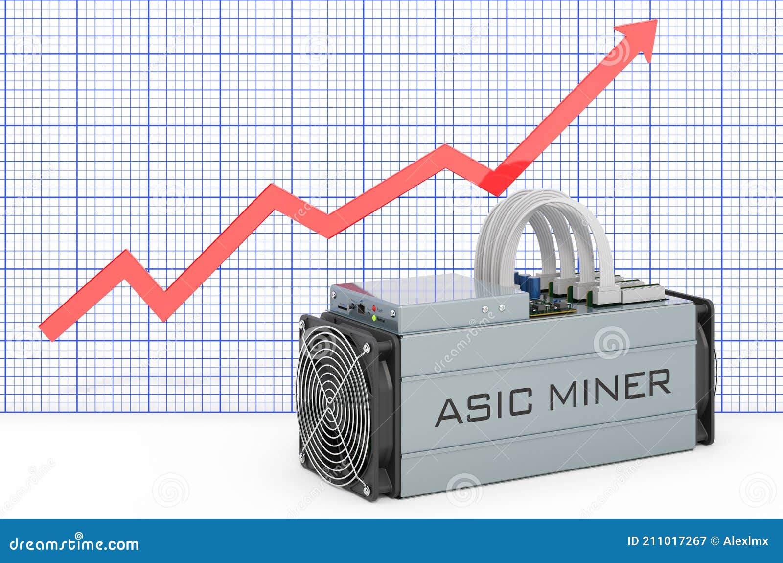 ASIC Miner with Growing Chart. 3D Rendering Stock Illustration ...