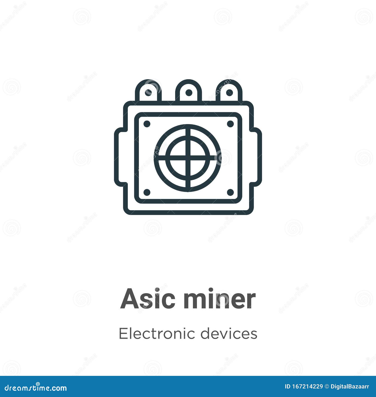 Asic Miner Outline Vector Icon. Thin Line Black Asic Miner Icon, Flat ...
