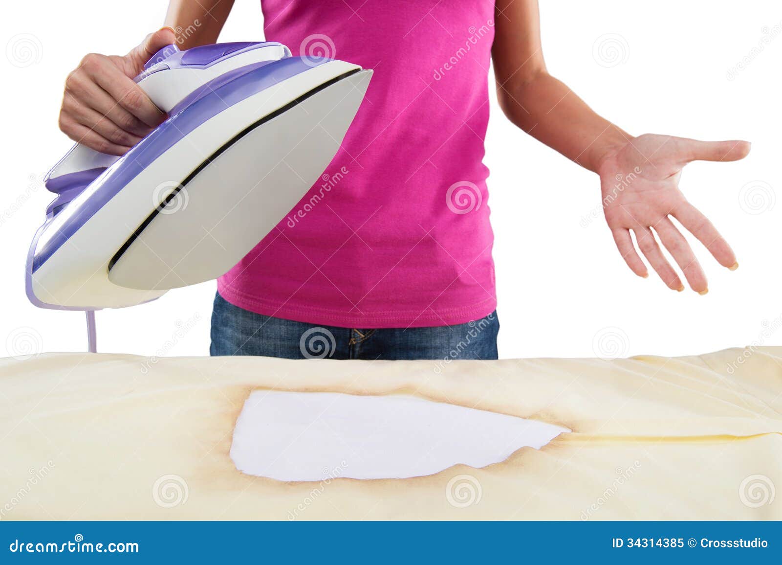 Asimiento Quemado En La Ropa Mientras Que Plancha Imagen de archivo ...