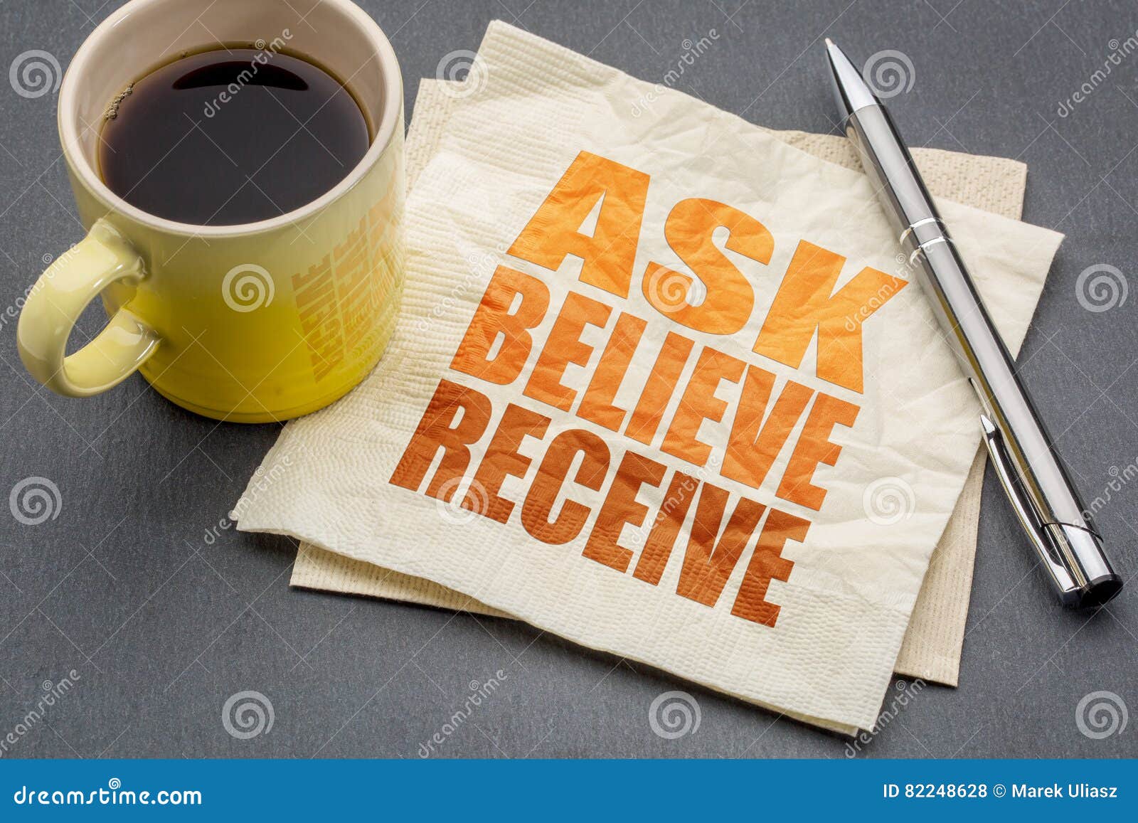 Ask, Believe, Receive Concept on Napkin Stock Photo - Image of ... Ask, Believe, Receive Concept on Napkin Stock Photo - Image of ...