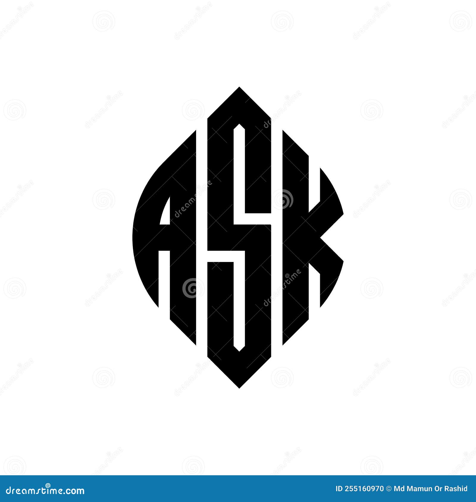 ASK Circle Letter Logo Design with Circle and Ellipse Shape. ASK ...