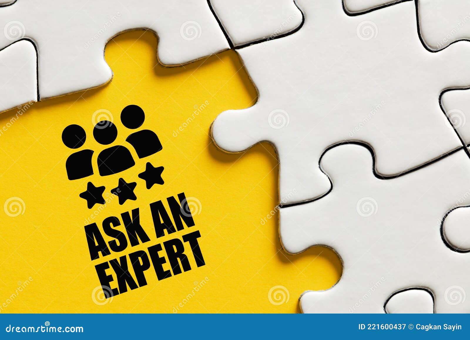 Ask an Expert Message Surrounded by Puzzle Pieces. Professional ...