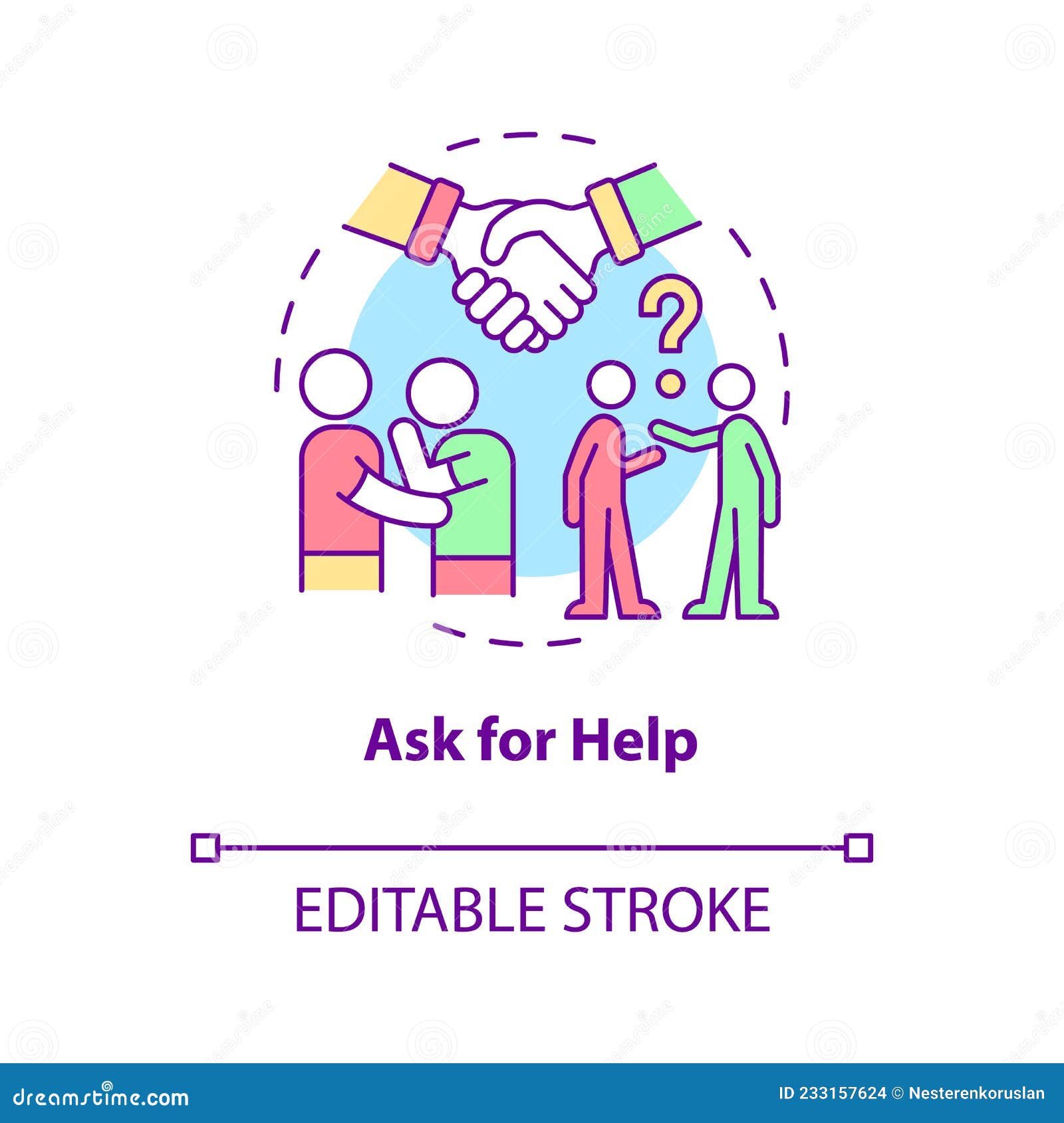 Ask for help concept icon stock vector. Illustration of positive ...