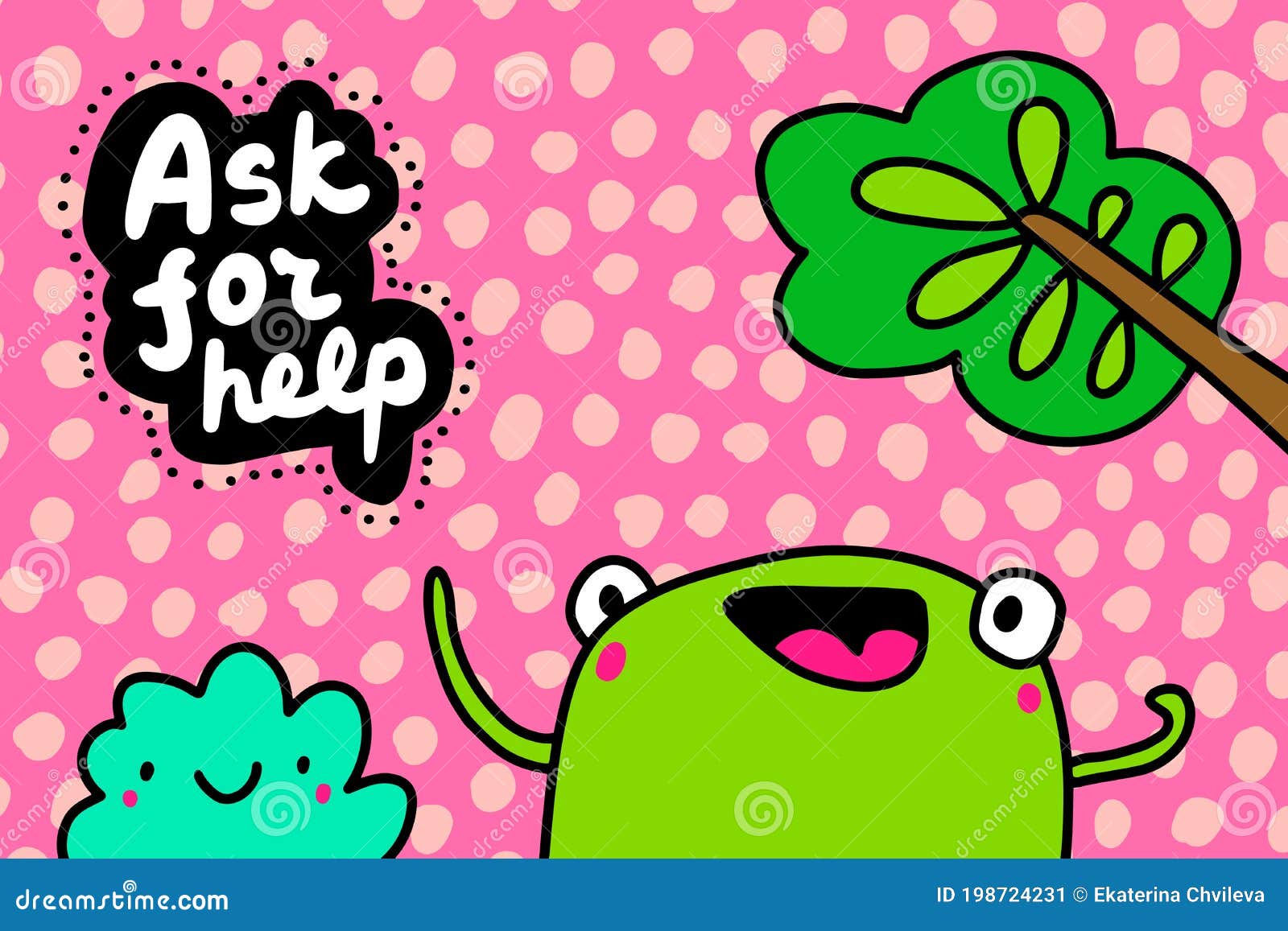 Ask for Help Hand Drawn Vector Illustration in Cartoon Comic Style Forg ...