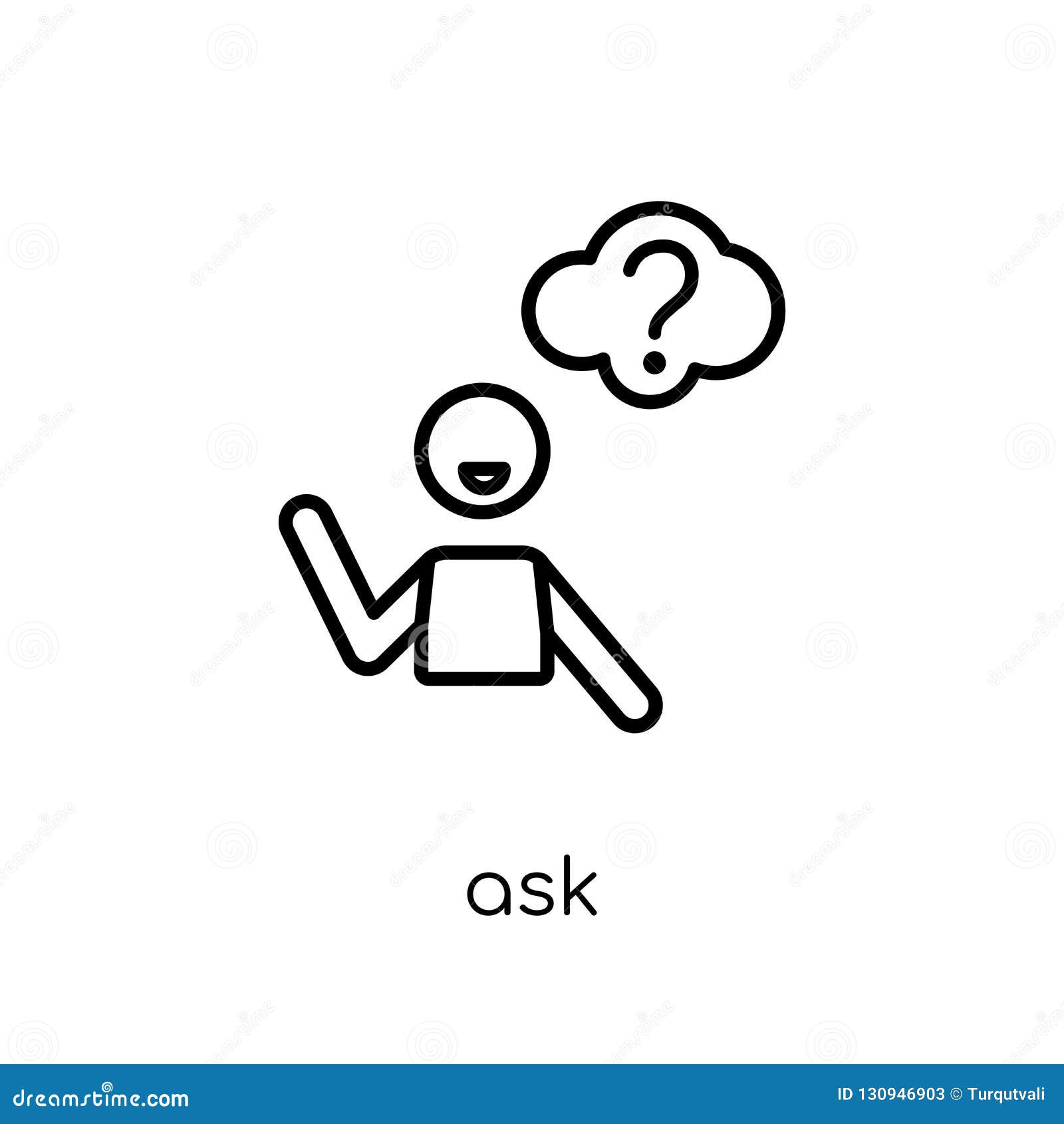 Ask Icon. Trendy Modern Flat Linear Vector Ask Icon on White Background ...