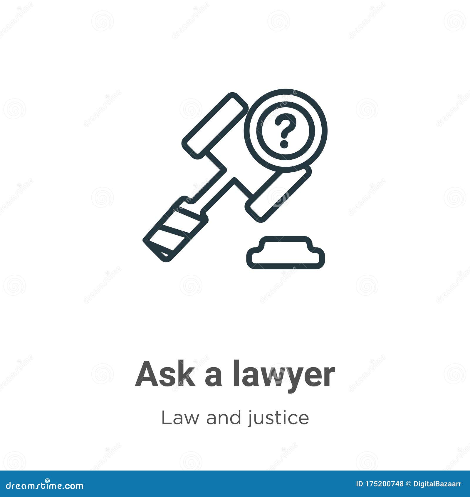 Ask a Lawyer Outline Vector Icon. Thin Line Black Ask a Lawyer Icon ...