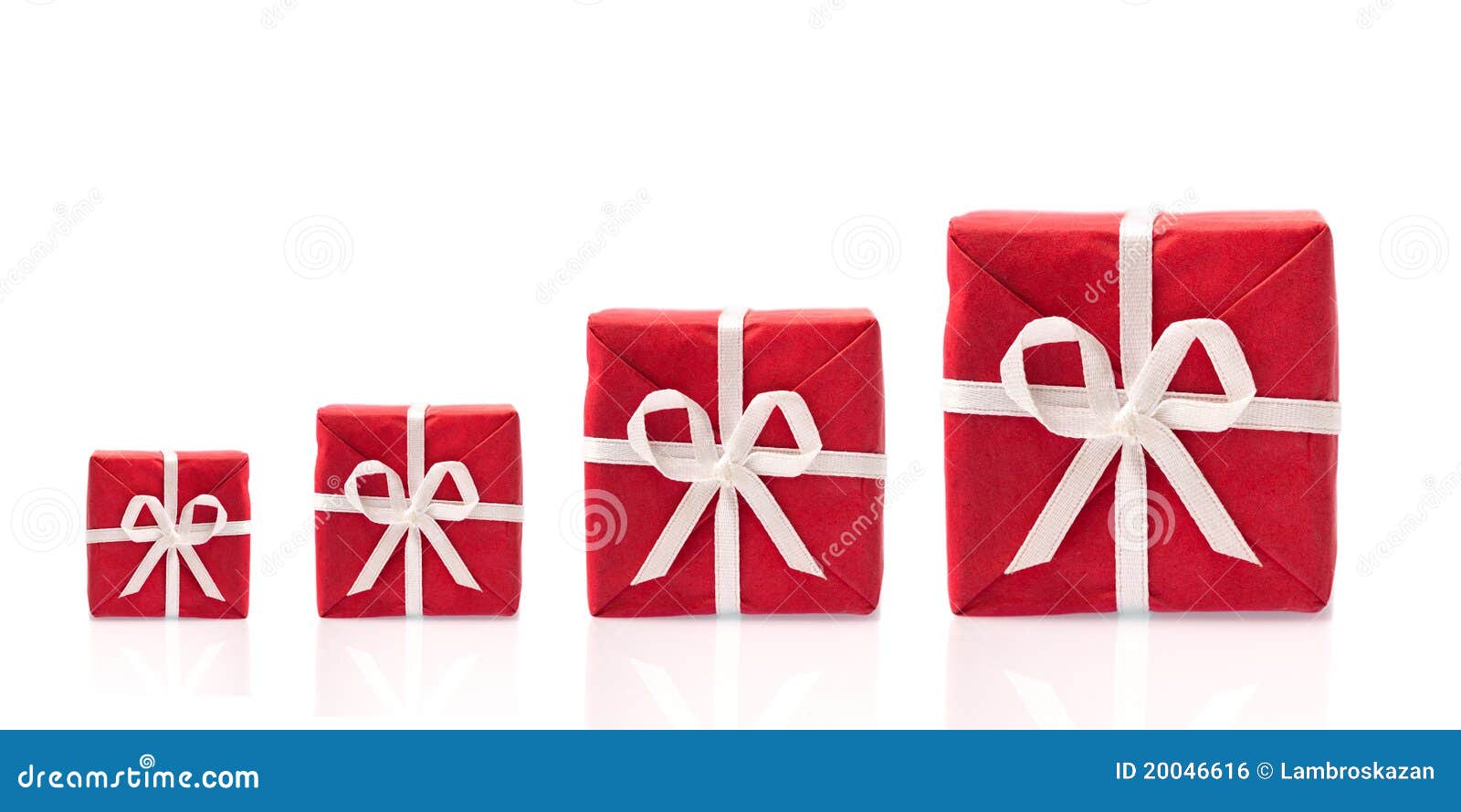 Ask for More, Four Red Gift Boxes in a Row Stock Photo - Image of size ...