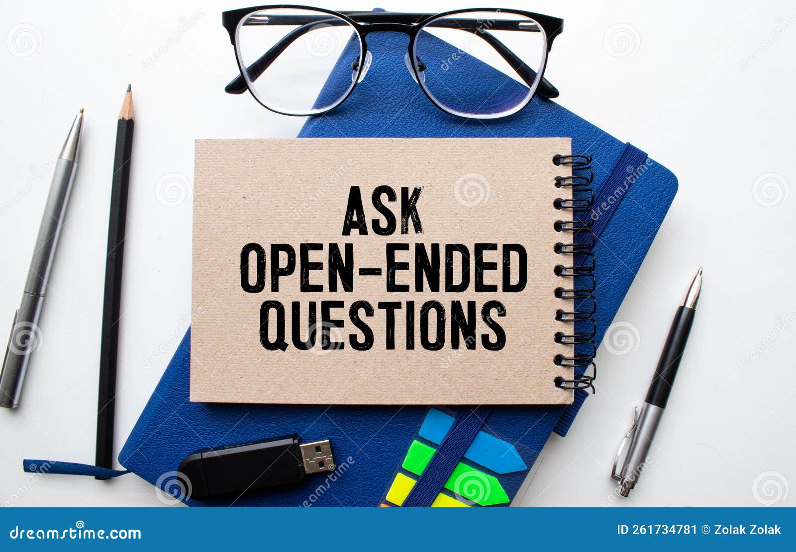 Ask Open-Ended Questions Written on a Notebook Page, Pencil on the Left ...