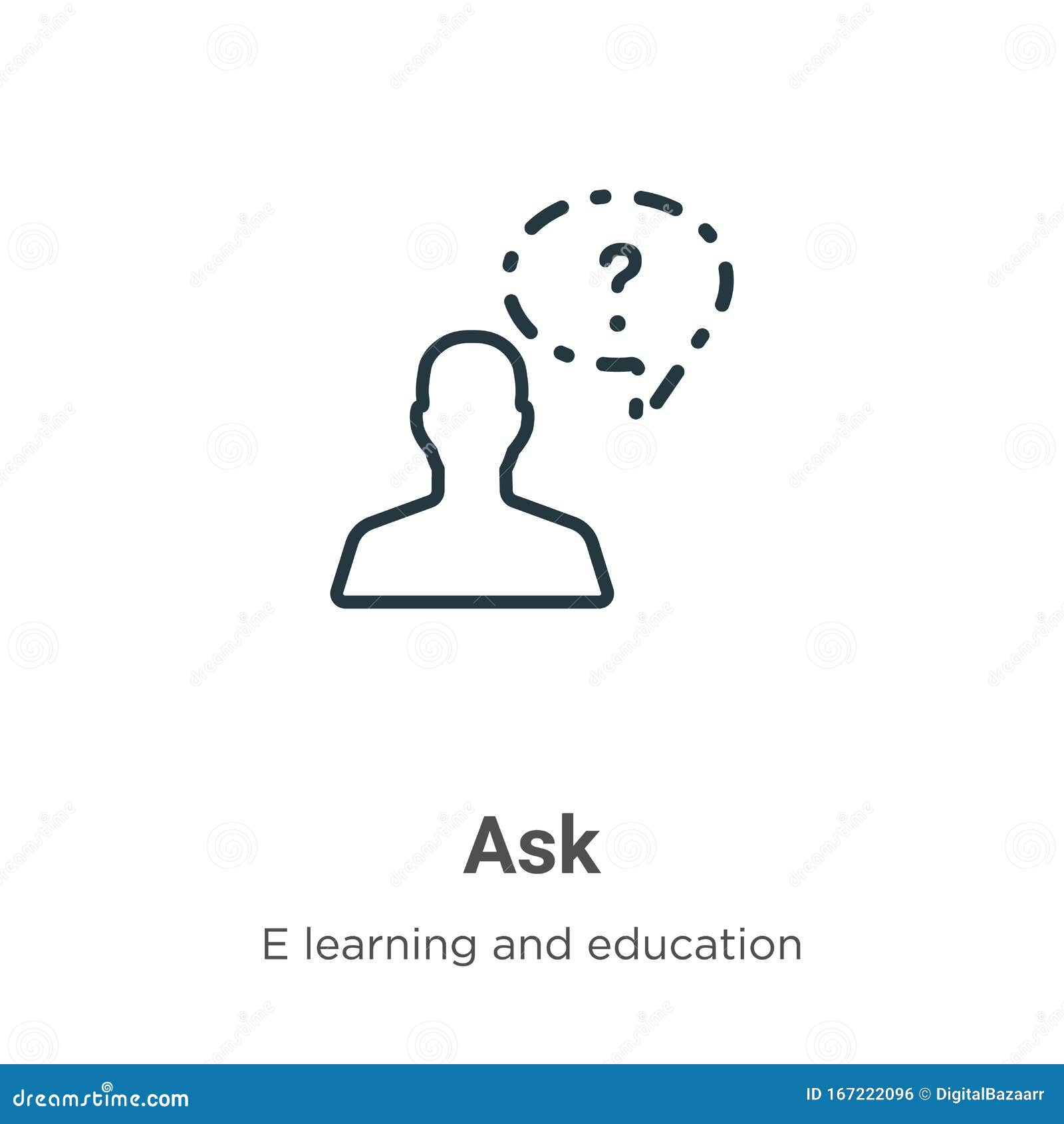 Ask Outline Vector Icon. Thin Line Black Ask Icon, Flat Vector Simple ...