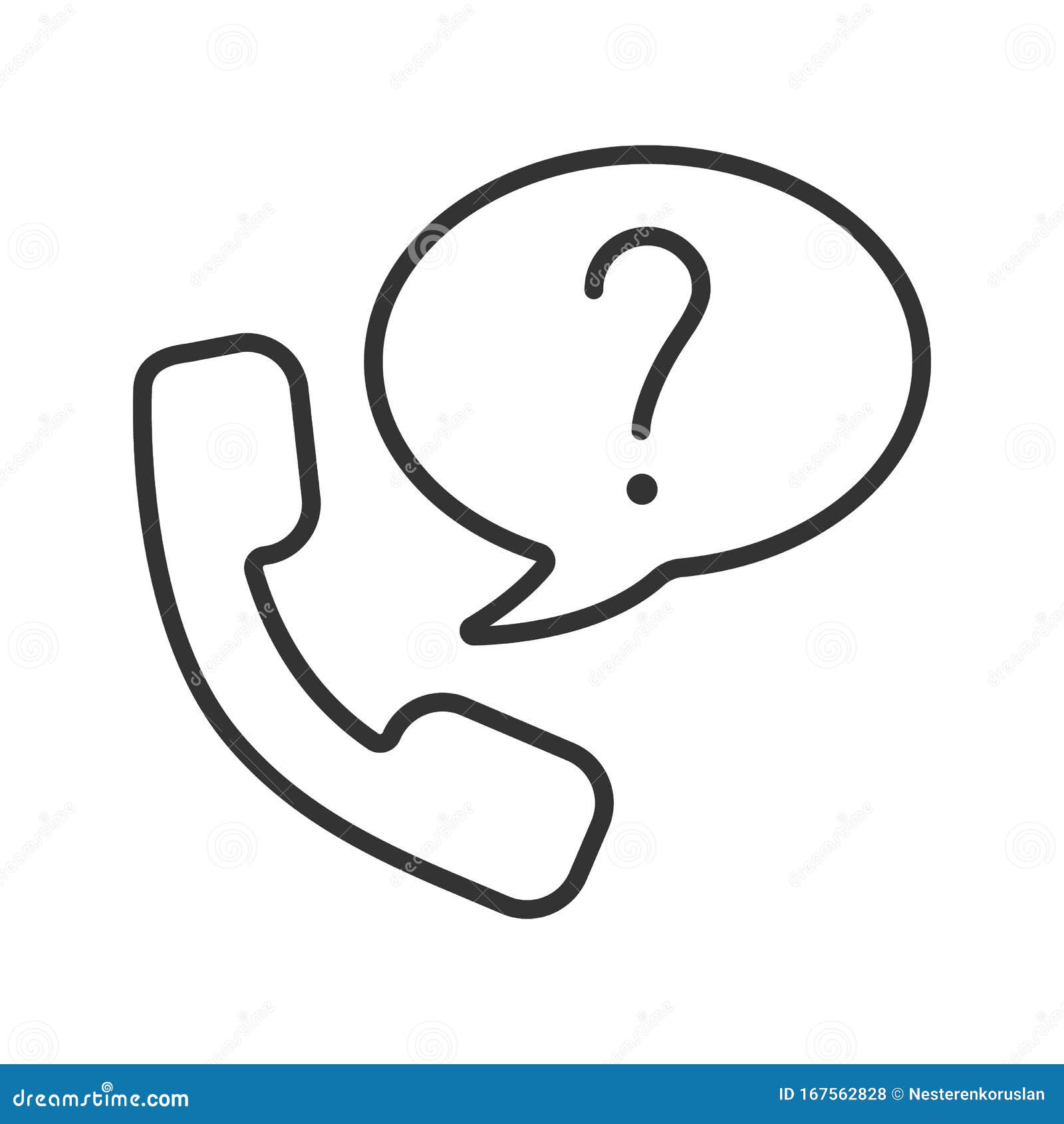 Ask Question by Phone Linear Icon Stock Vector - Illustration of dialog ...