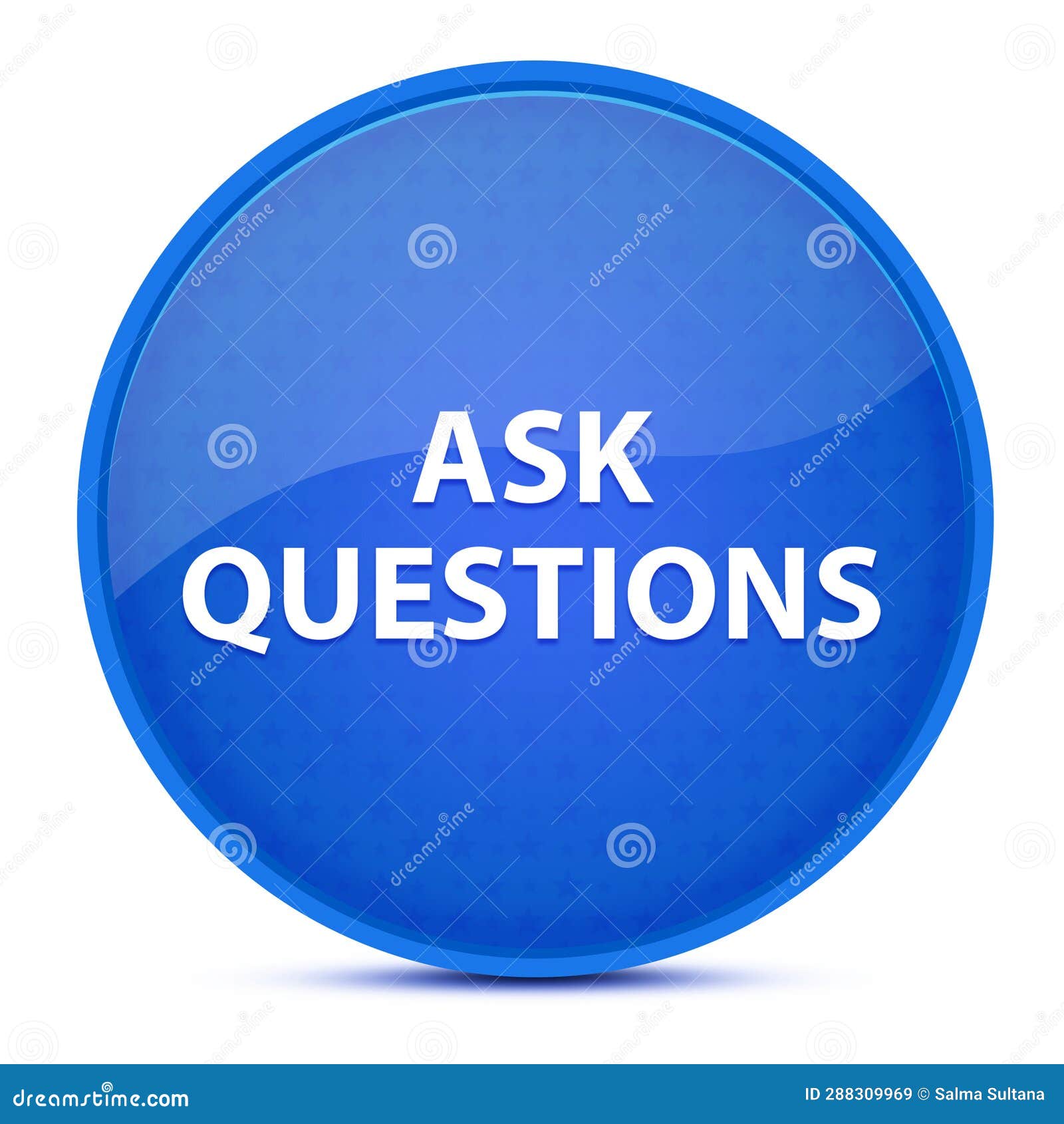 Ask Questions Aesthetic Glossy Blue Round Button Abstract Stock ...