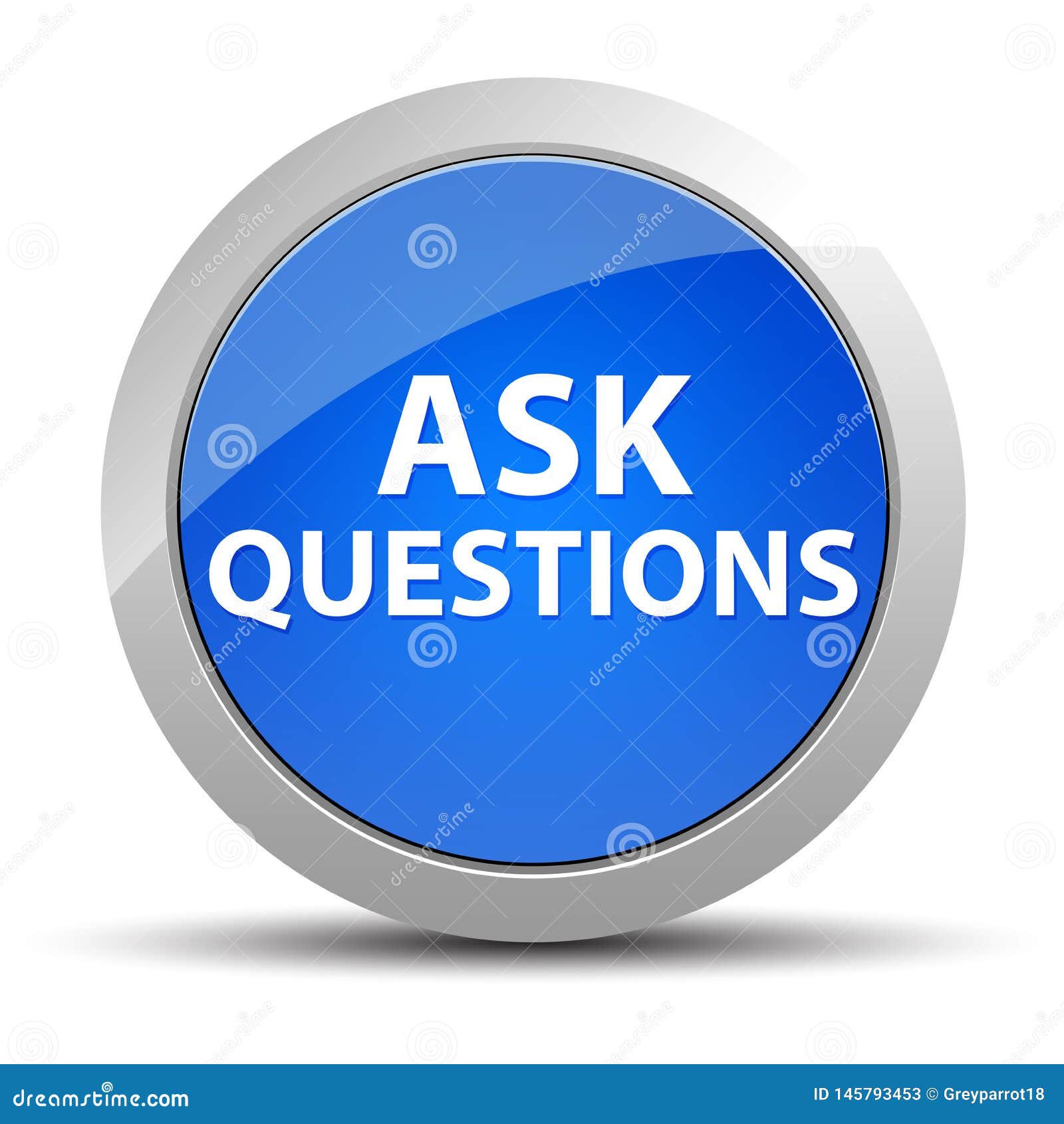 Ask Questions Blue Round Button Stock Illustration - Illustration of ...