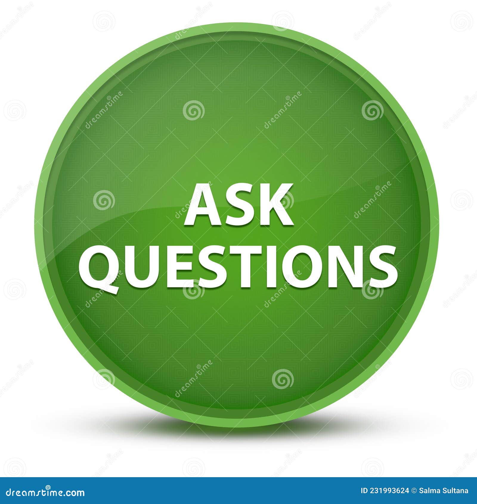 Ask Questions Luxurious Glossy Green Round Button Abstract Stock ...