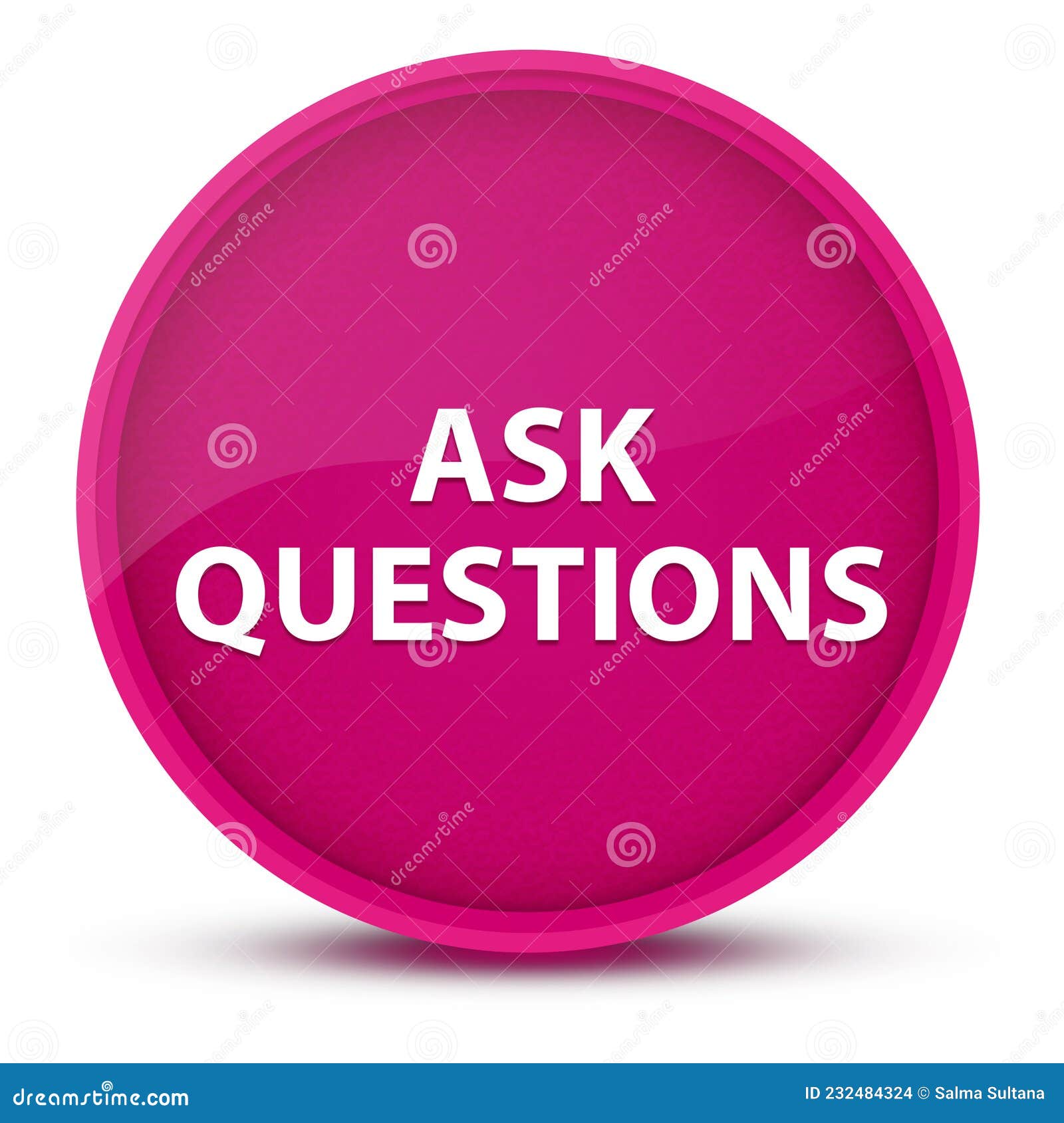 Ask Questions Luxurious Glossy Pink Round Button Abstract Stock ...