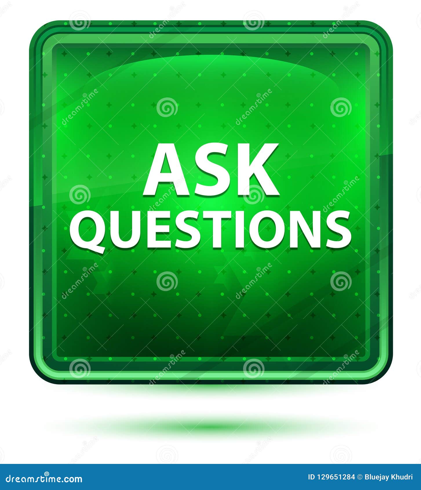 Ask Questions Neon Light Green Square Button Stock Illustration ...