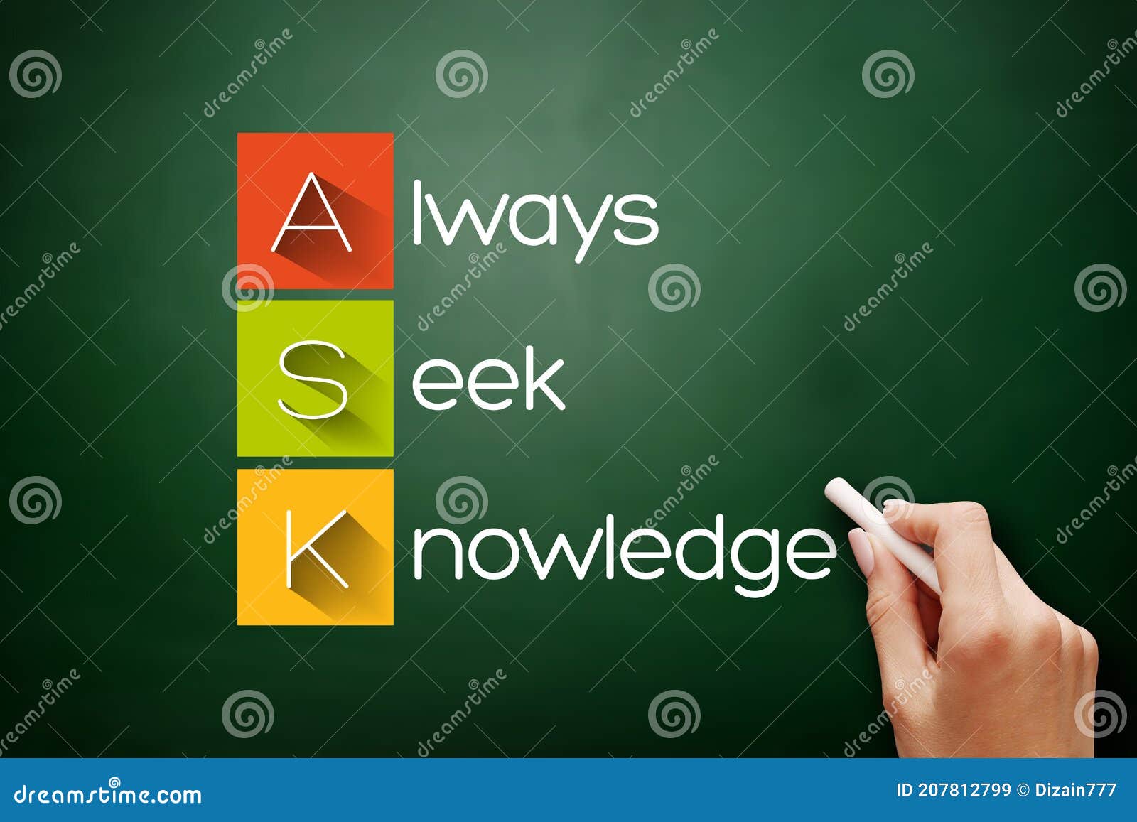 ASK - always Seek Knowledge Acronym Stock Image - Image of learning ...