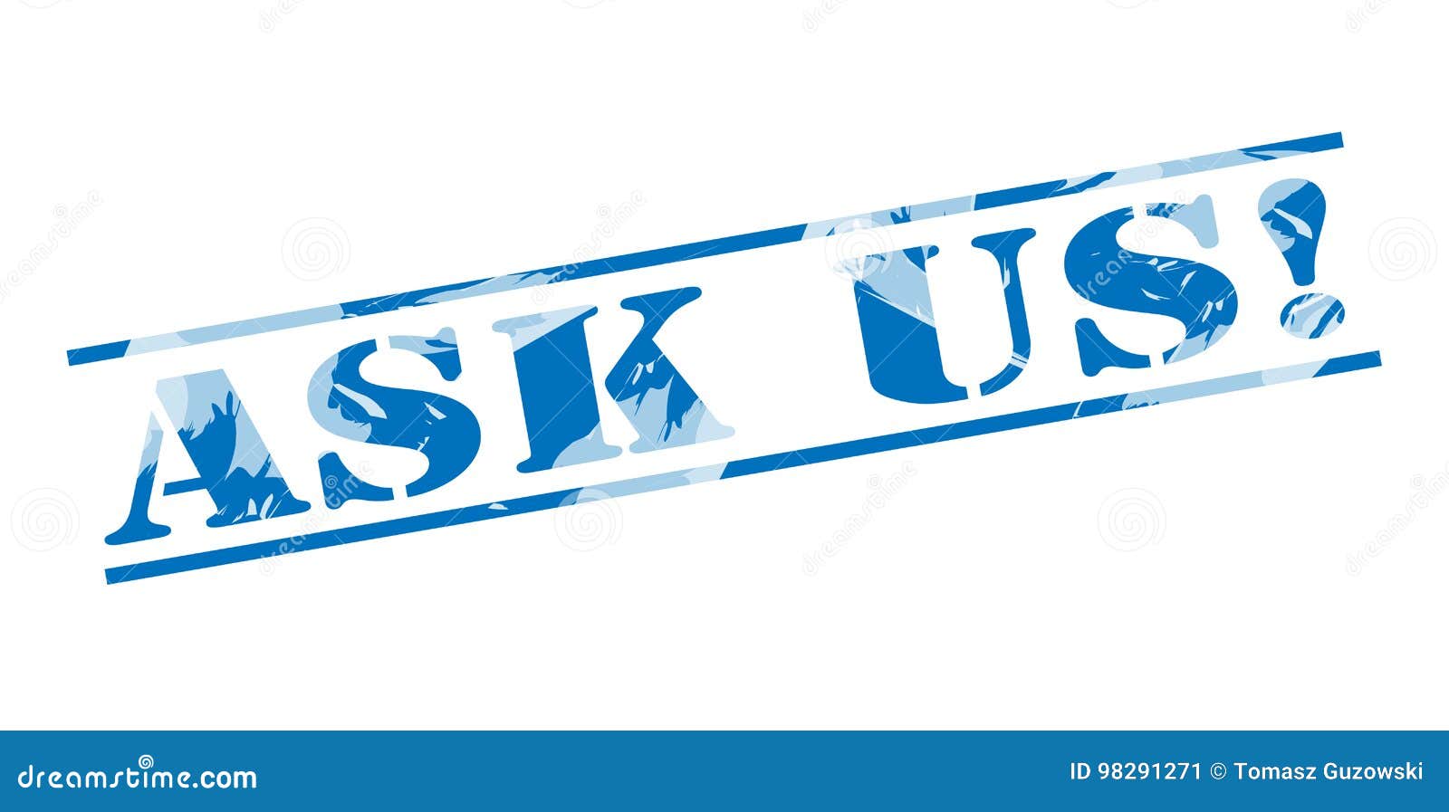Ask us blue stamp stock illustration. Illustration of label - 98291271