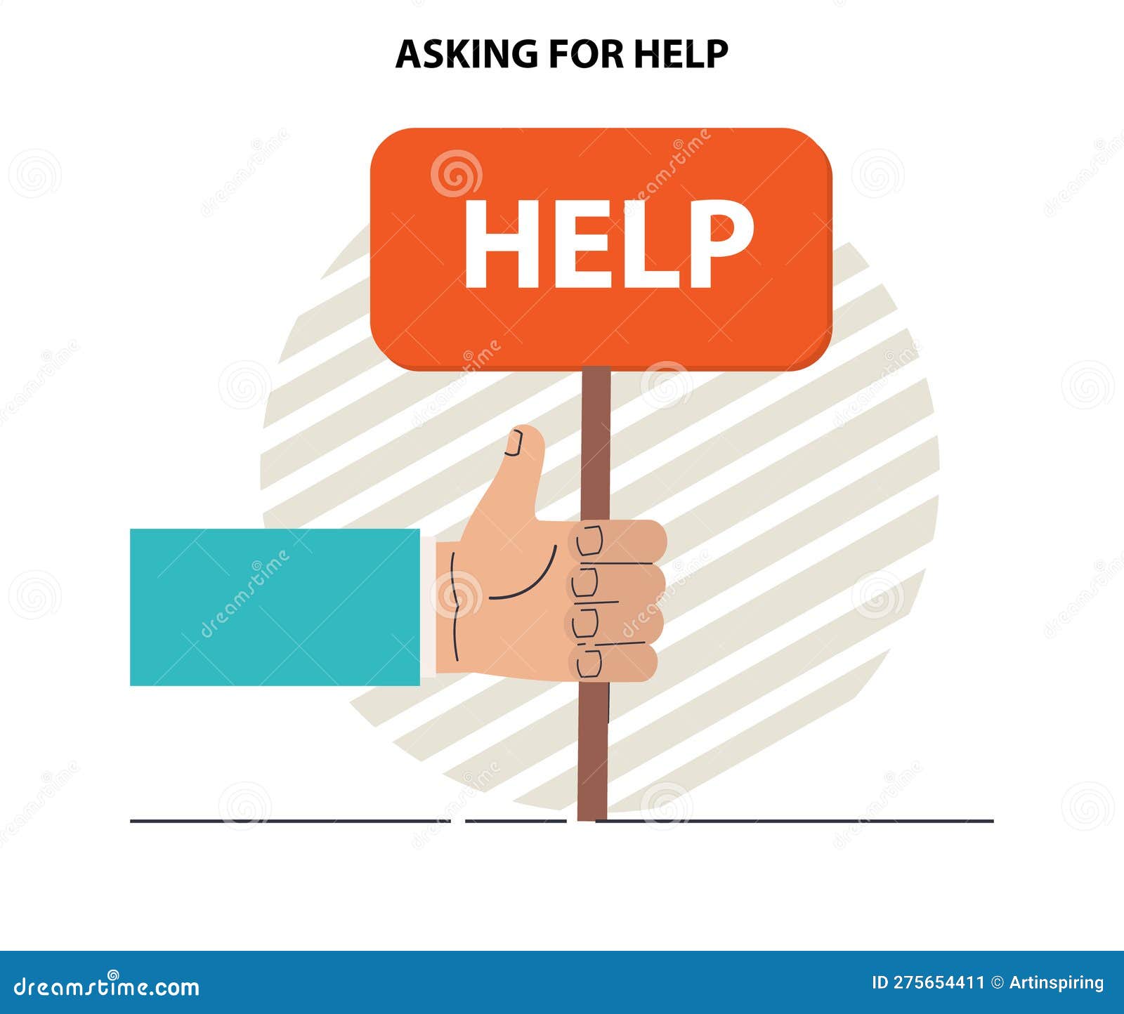 Asking for Help. Character Seeking Support from Other People Stock ...