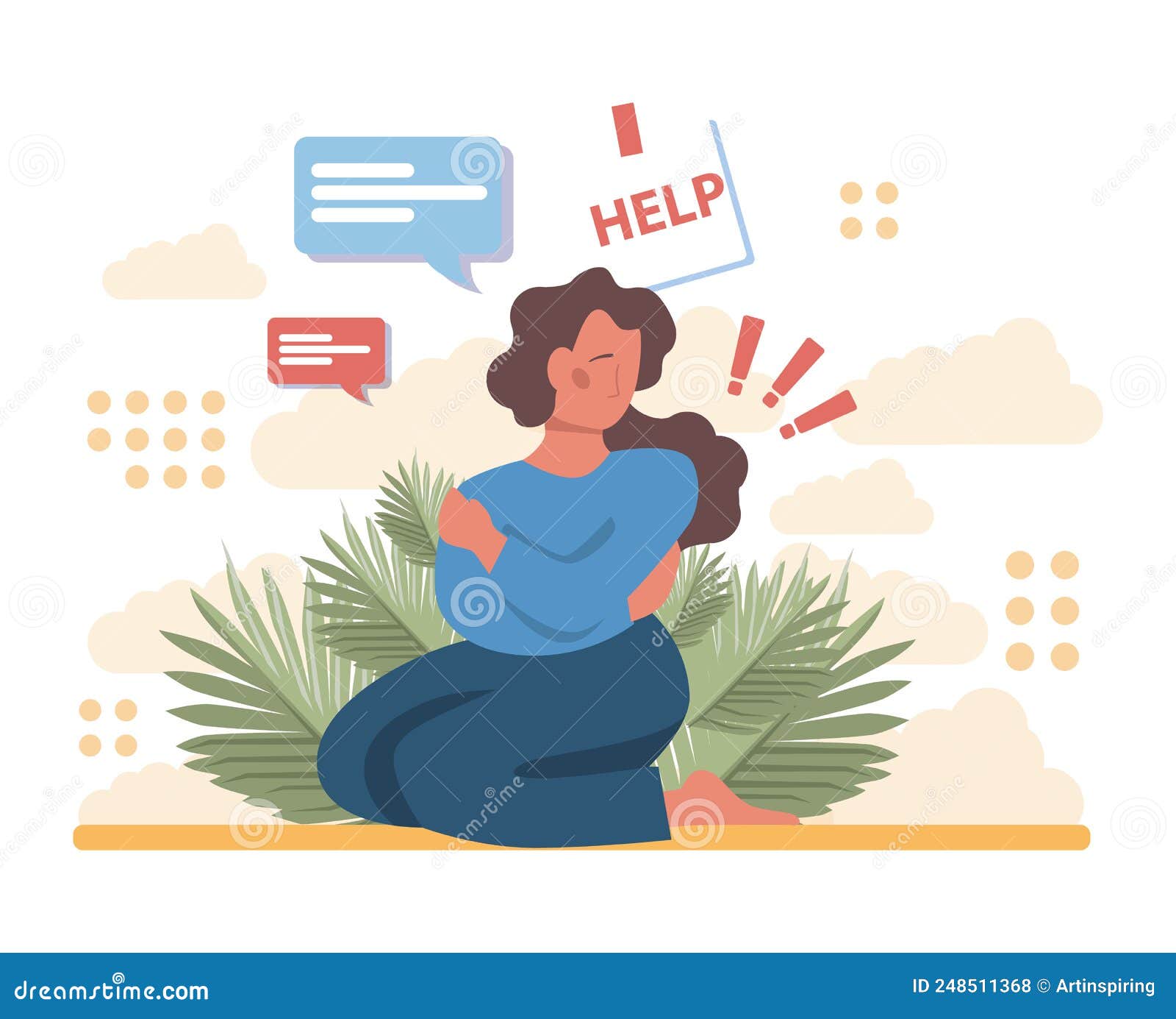 Asking for Help Concept. Character Seeking Support from Other Stock ...