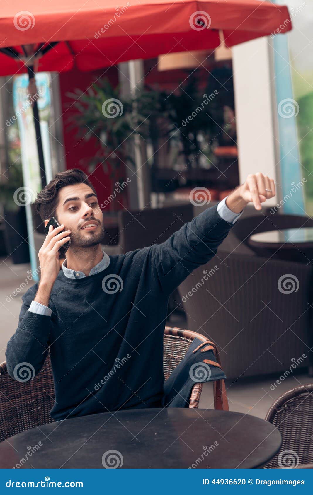 Asking for waiter stock photo. Image of order, brunet - 44936620