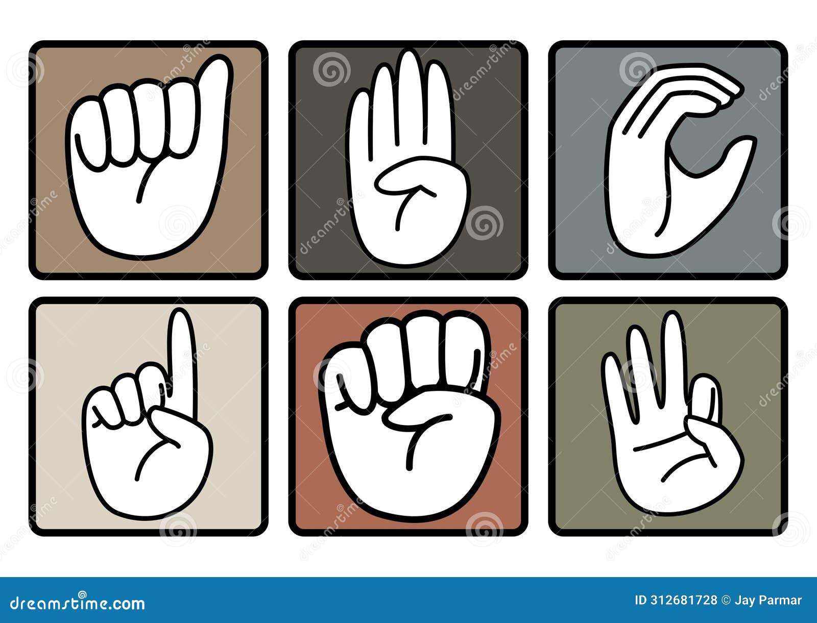 ASL Alphabet Hand Sign Matching Flashcards - 1 Stock Illustration ...