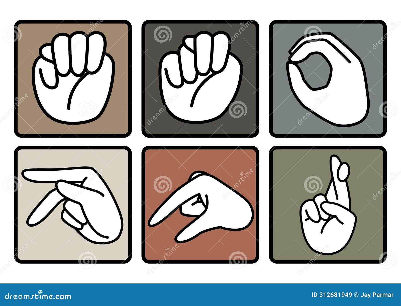 ASL Alphabet Hand Sign Matching Flashcards - 3 Stock Illustration ...