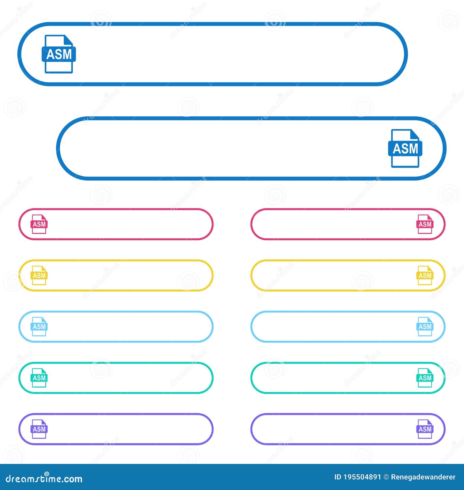 ASM File Format Icons in Rounded Color Menu Buttons Stock Vector ...