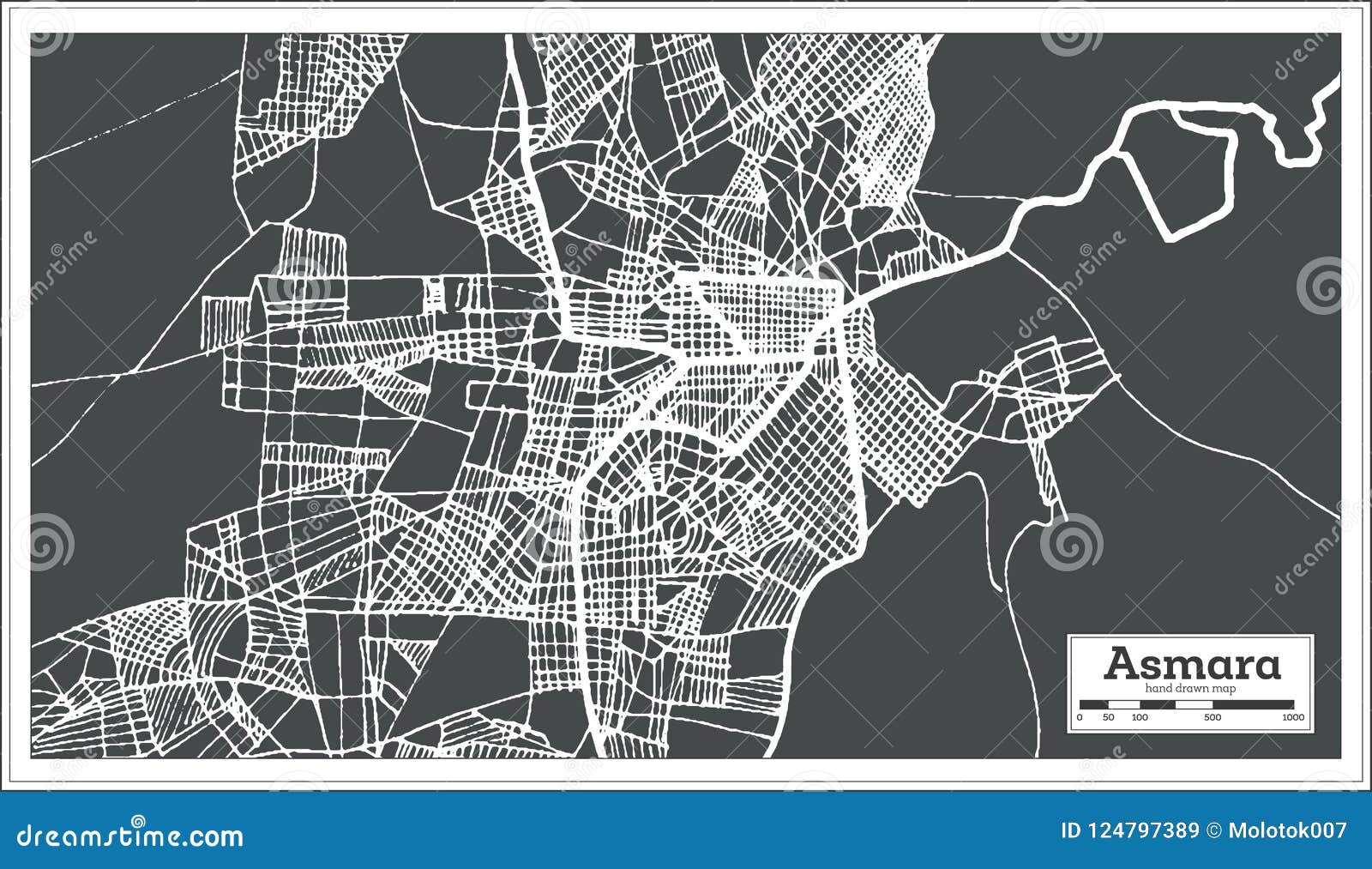 Asmara Eritrea City Map in Retro Style. Outline Map Stock Vector ...