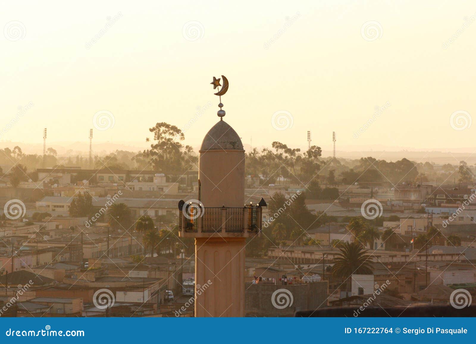 Asmara Skyline Sunset, with the Minaret of the Mosque, Eritrea ...
