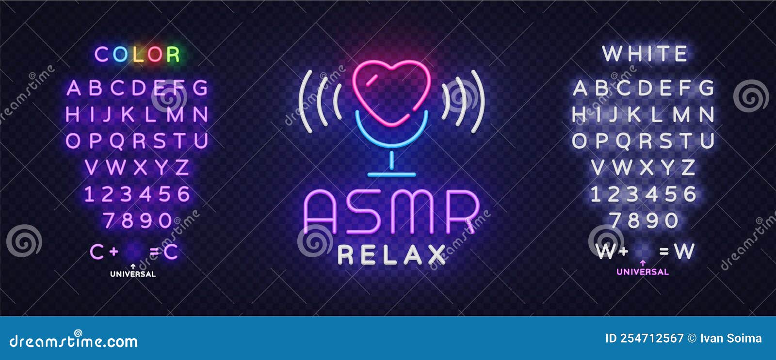 Asmr Relax Neon Vector Logo Illustration. Neon Heart Stock Vector ...