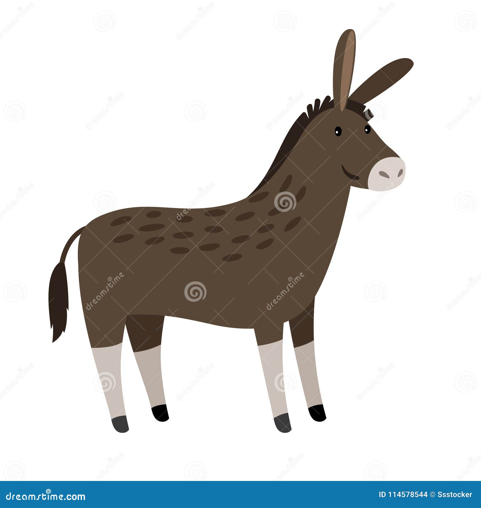 Asno Do Vetor Asno Ou Mula Engraçada Isolado No Branco Ilustração do ...