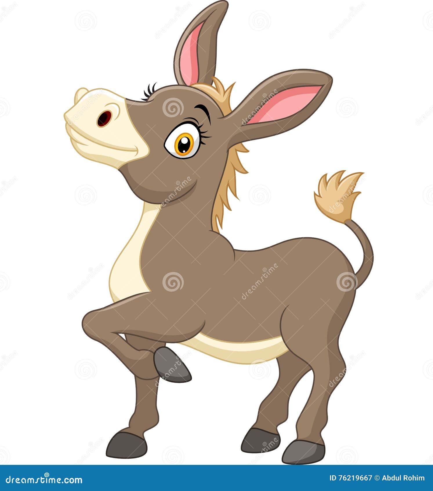 Asno Feliz Isolado No Fundo Branco Ilustração do Vetor - Ilustração de ...