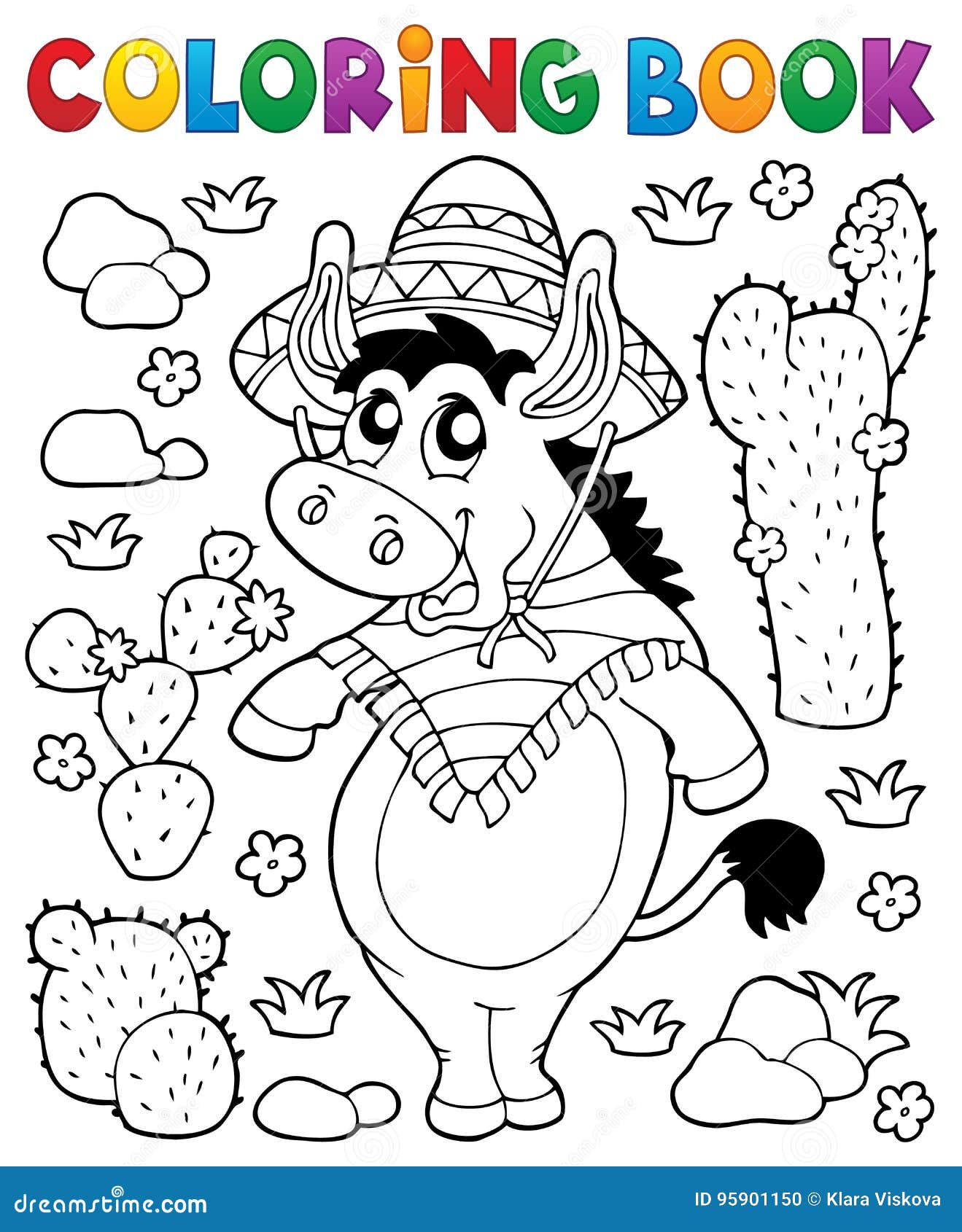 Asno Mexicano 1 Do Livro Para Colorir Ilustração do Vetor - Ilustração ...