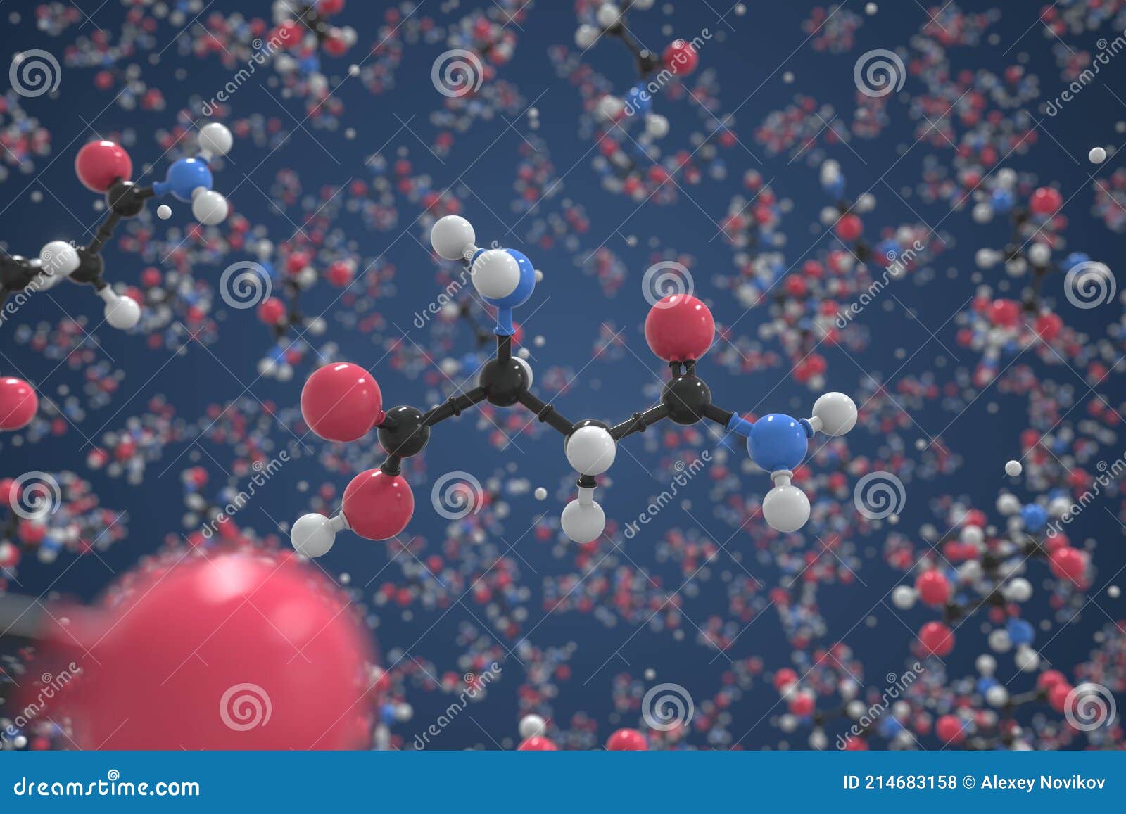 Asparagine Molecule. Ball-and-stick Molecular Model. Chemistry Related ...