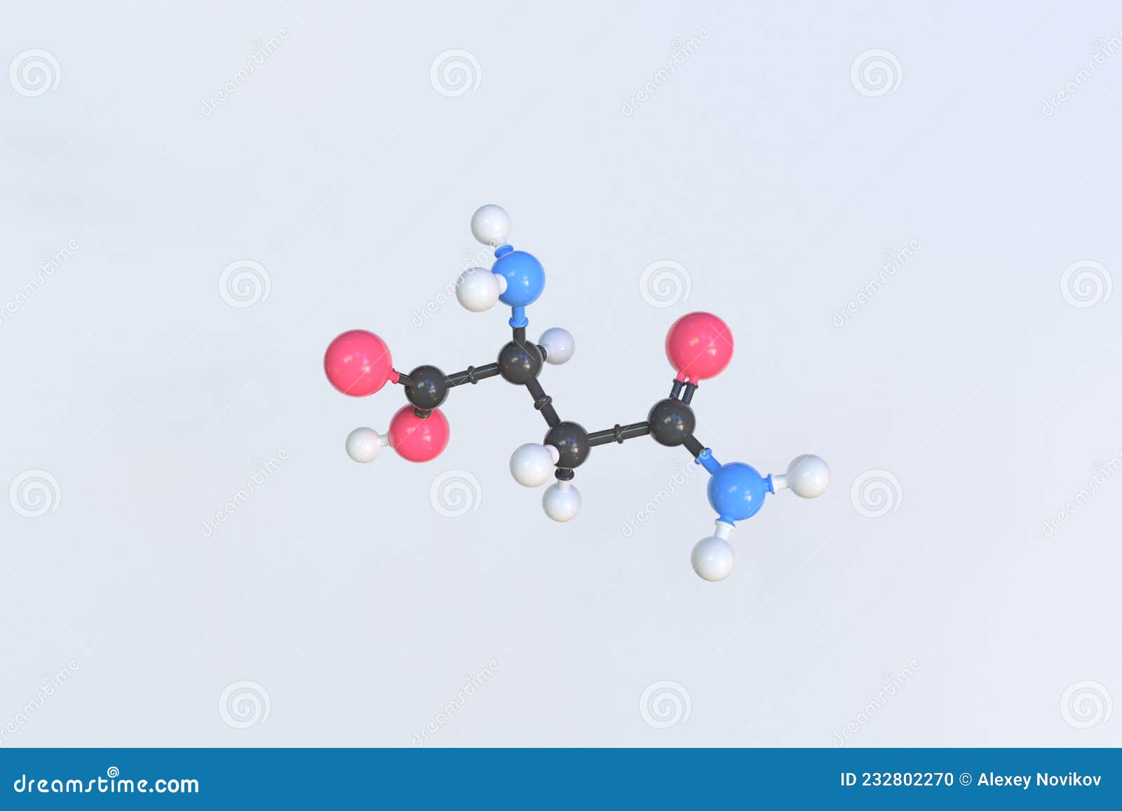 Asparagine Molecule. Isolated Molecular Model. 3D Rendering Stock ...